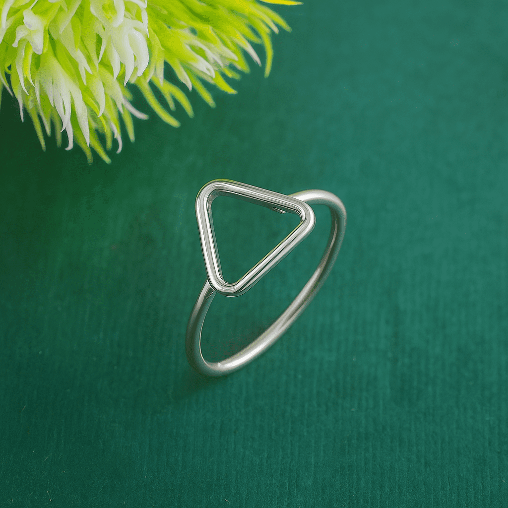 Geometric Trinity Triangle Shape Open Wrap Ring Pyramid Dainty Band ...