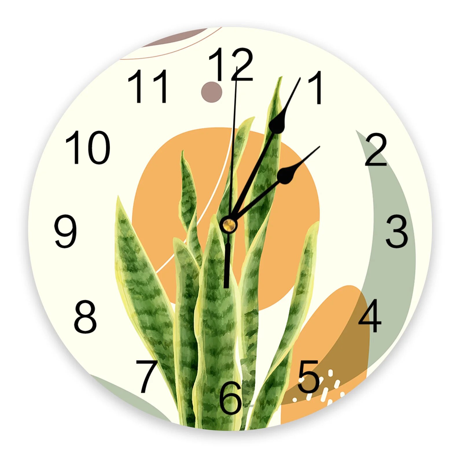 Geometric Tropical Plant Leaves Clocks Wall Home Decor Modern Kitchen ...