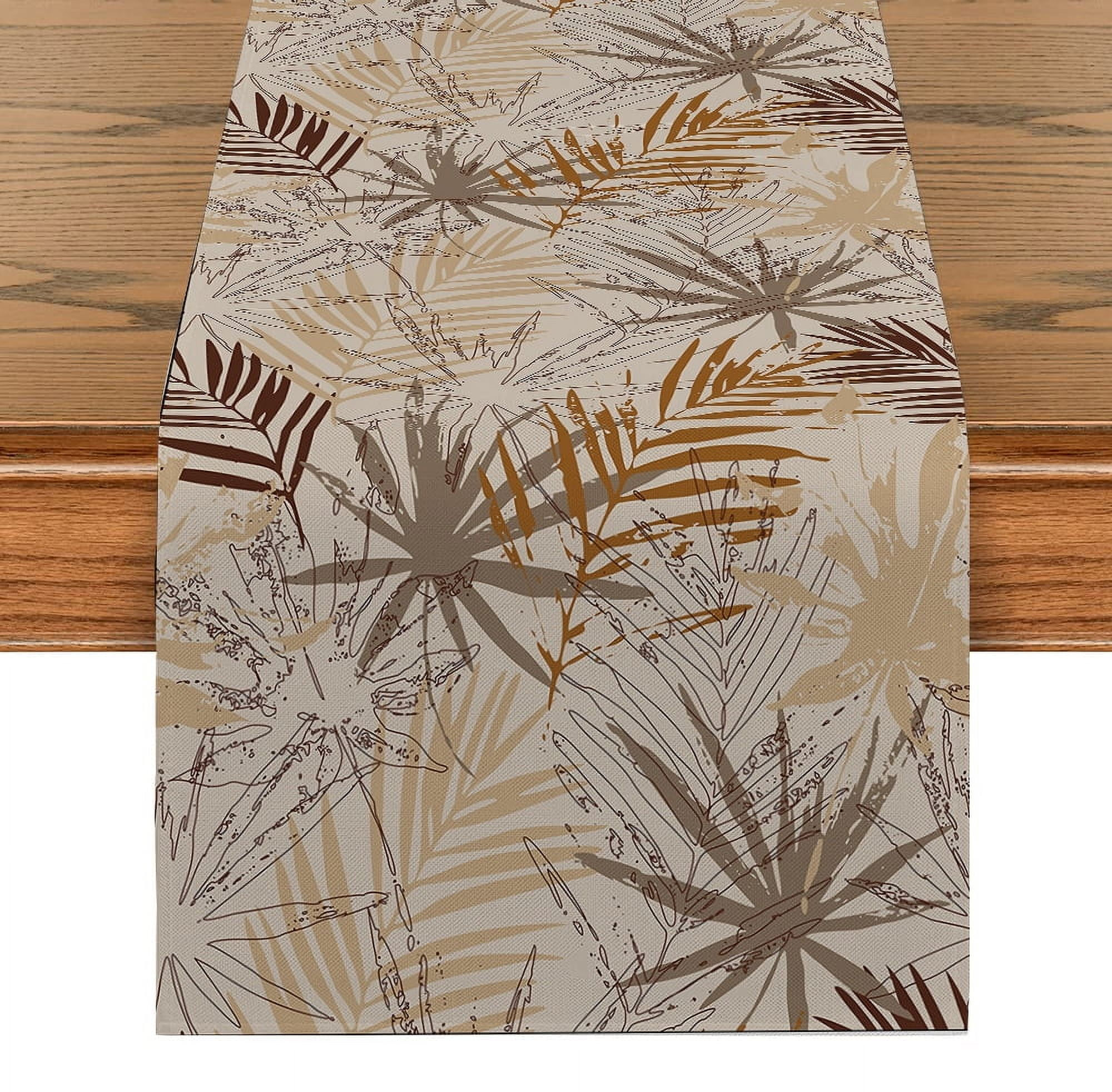 Geometric Tropical Plant Table Runner Kitchen Table r Farmhouse Dining ...