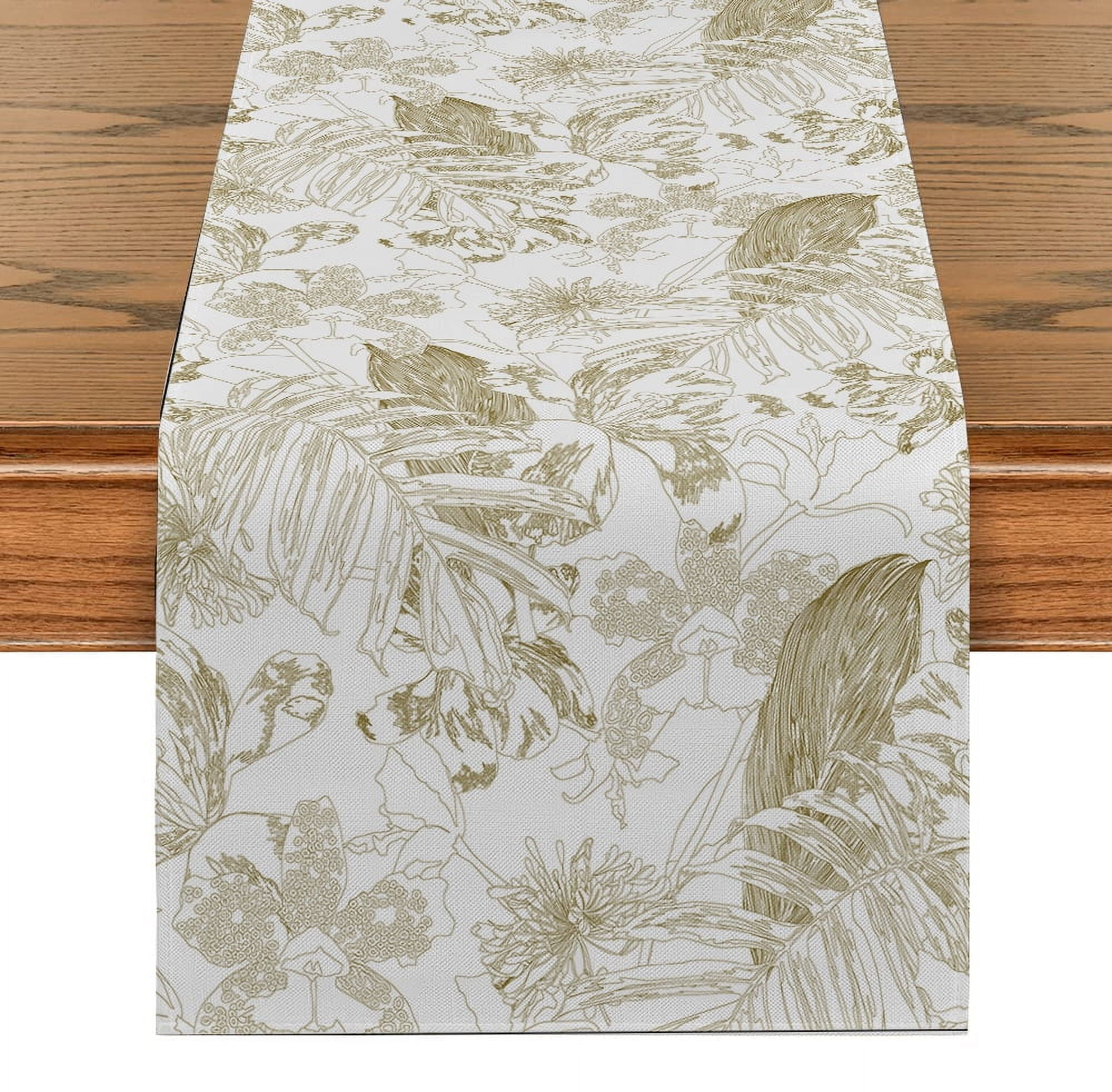 Geometric Tropical Plant Table Runner Kitchen Table r Farmhouse Dining ...