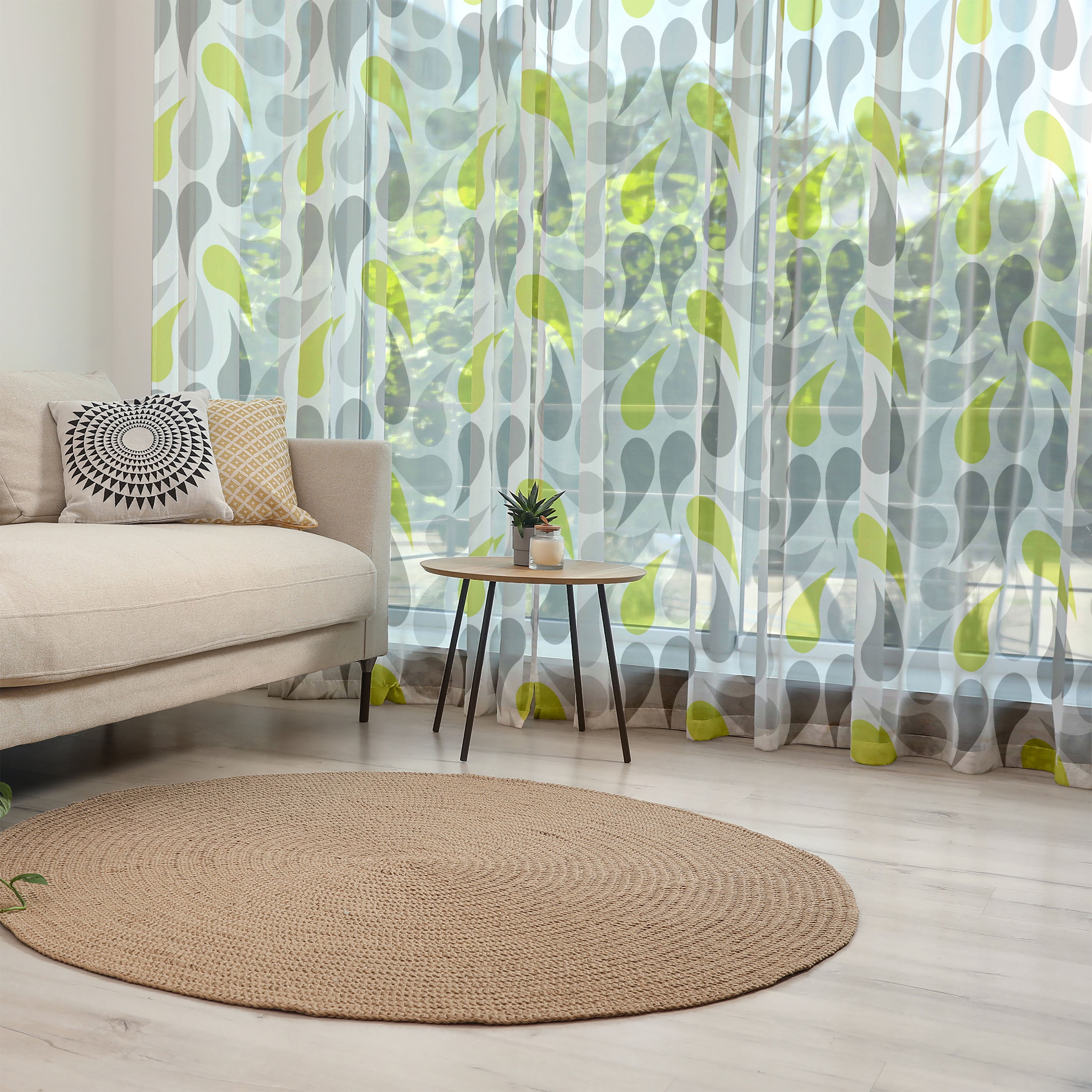 Geometric Tulle Curtains with Rod Pocket, Abstract Paisley Design ...