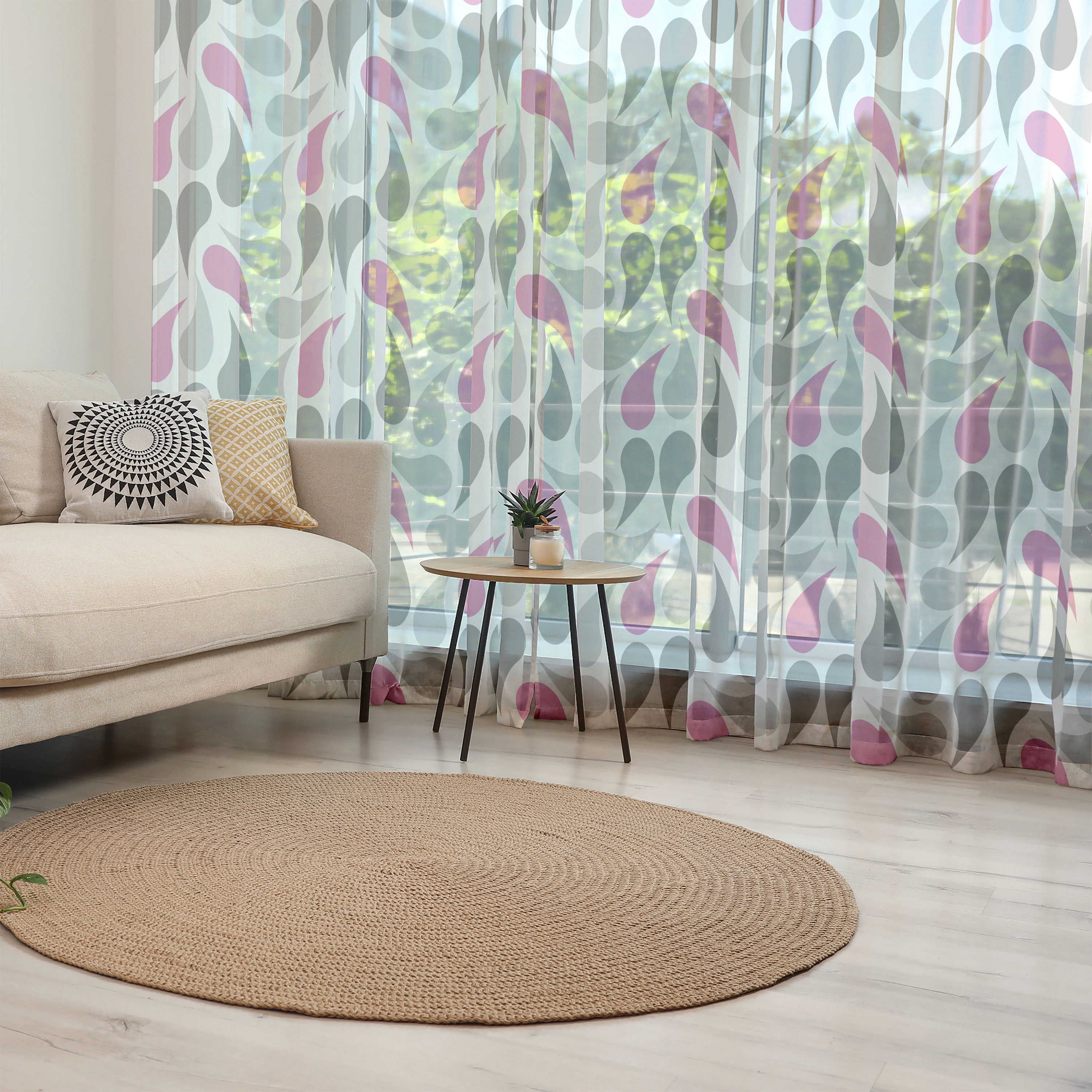 Geometric Tulle Curtains with Rod Pocket, Persian Civilization ...