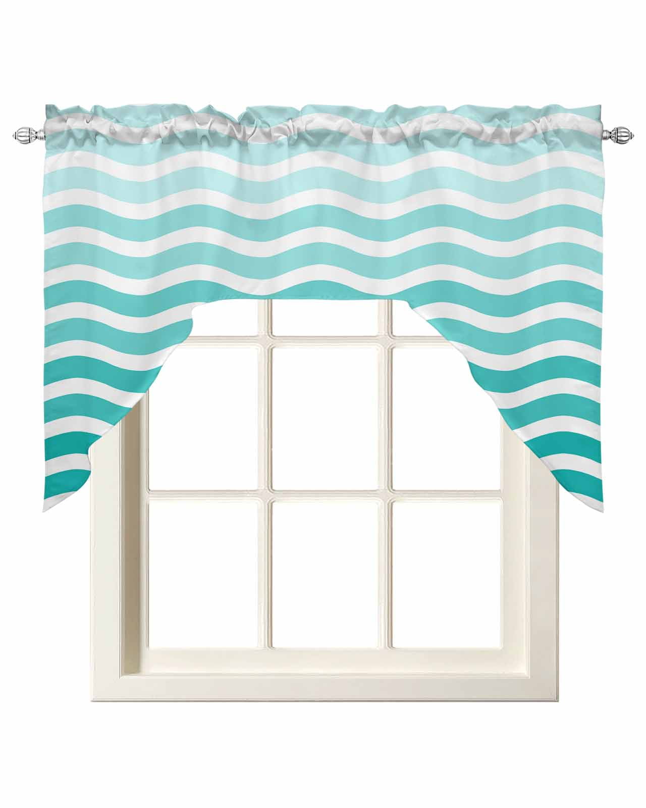 Geometric Turquoise Ombre Kitchen Curtains Swag Valance for Windows ...