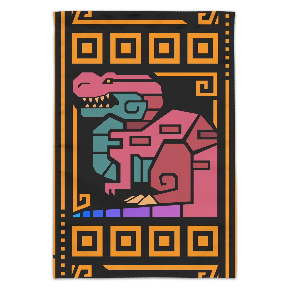Geometric Tyrannosaurus Rex Dinosaur Aztec Mayan Style Garden Yard Flag ...