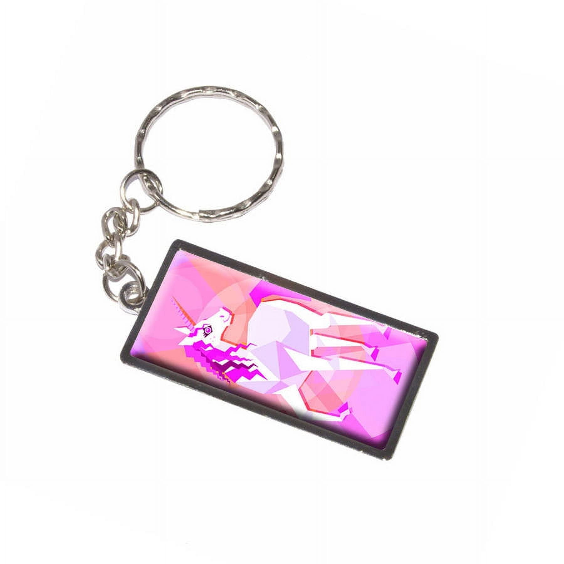 Geometric Unicorn Pink Fantasy Keychain Key Chain Ring - Walmart.com
