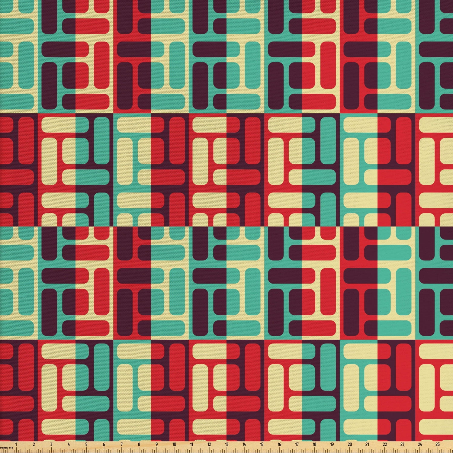 Geometric Upholstery Fabric by the Yard, Colorful Illustration with ...