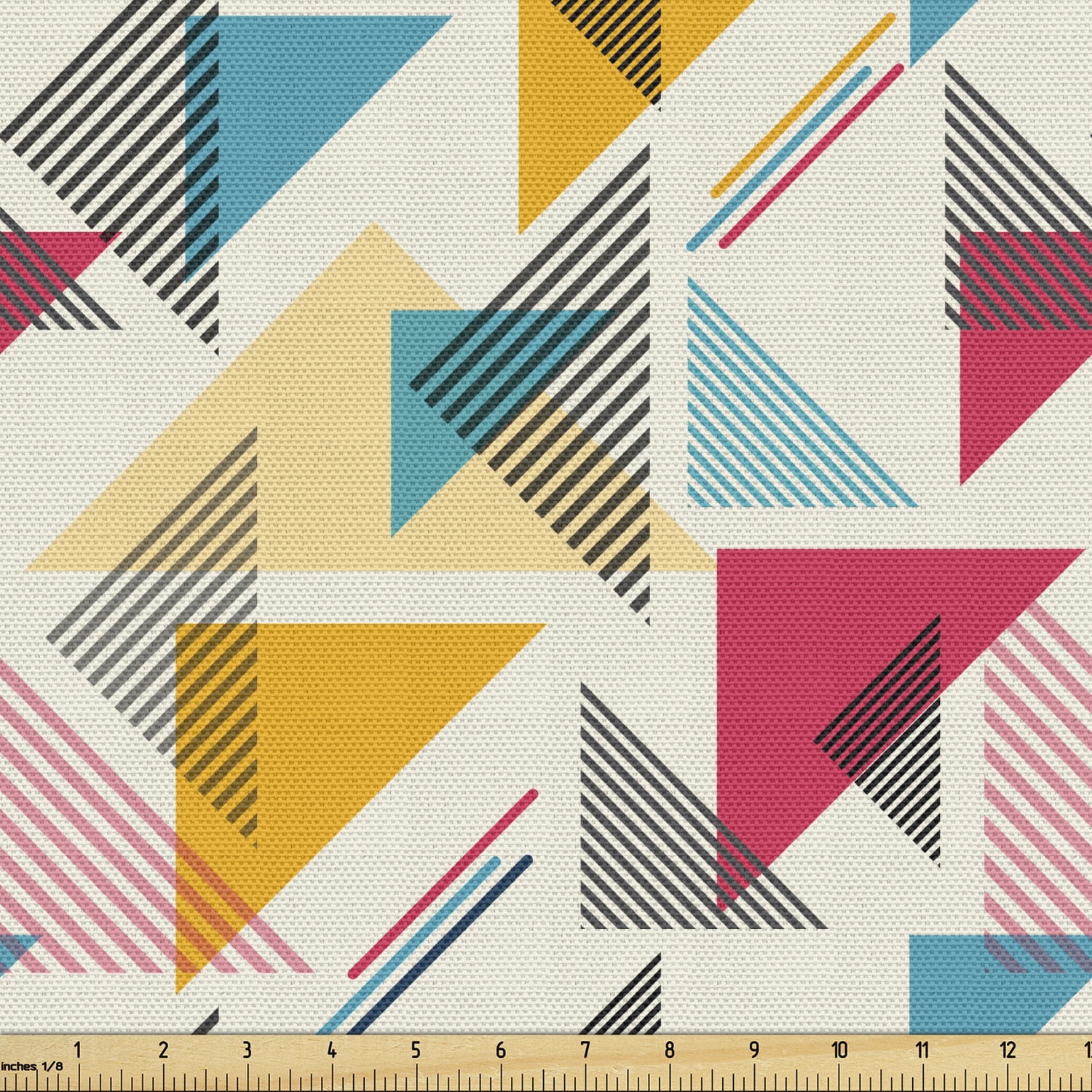 Ambesonne Geometric Fabric by the Yard Upholstery, Memphis Themed ...