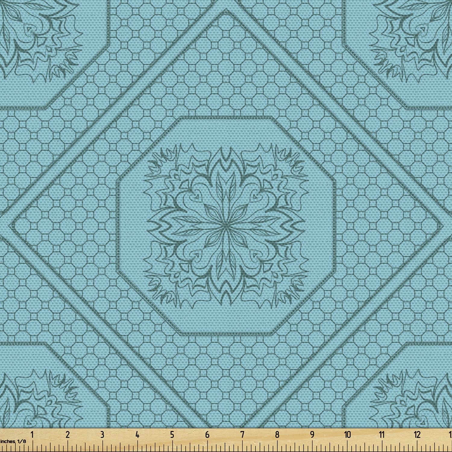 Ambesonne Geometric Fabric by the Yard Upholstery, Flourishing Motifs ...