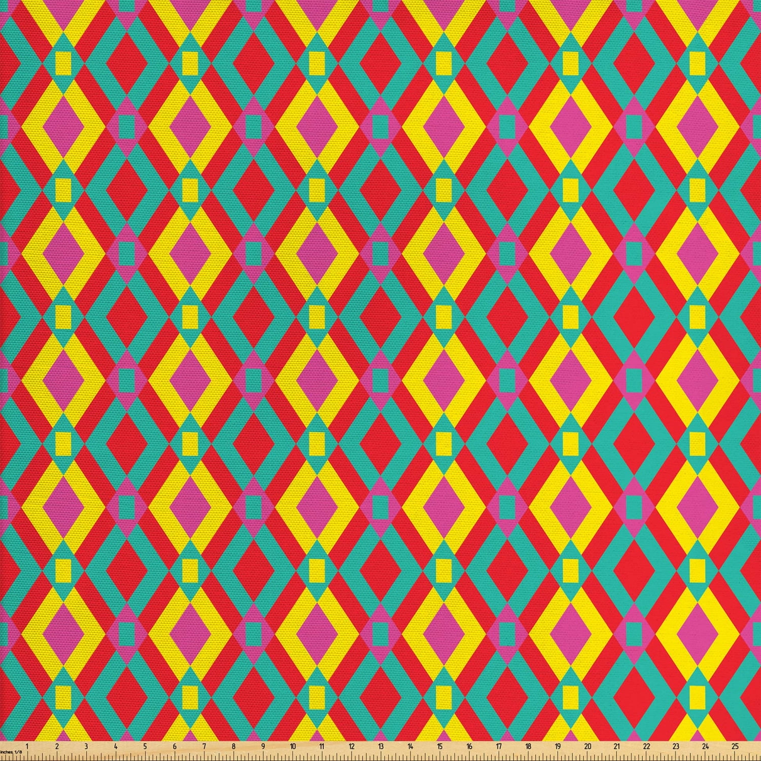 Geometric Upholstery Fabric by the Yard, Ornament Native Folk Motif ...