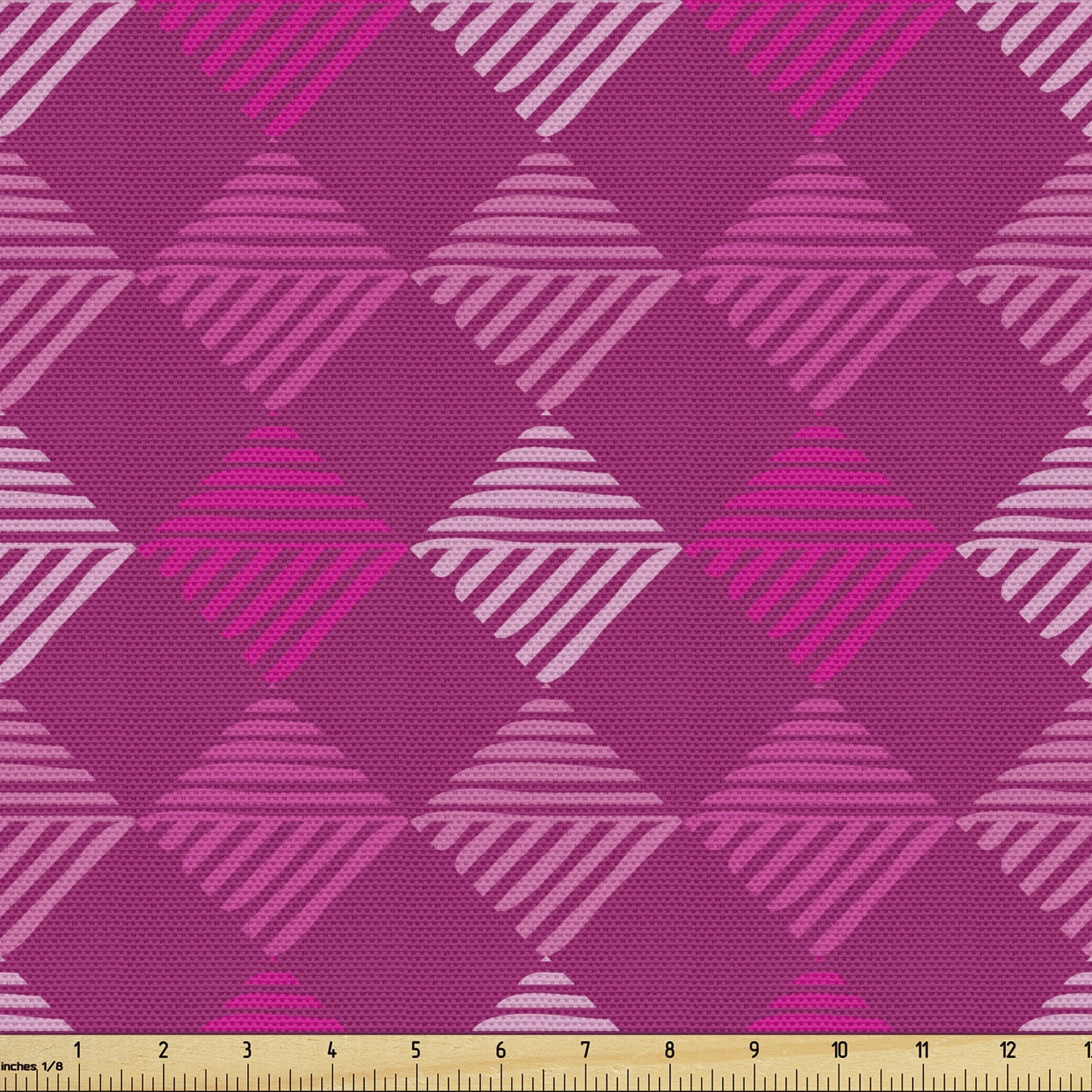 Geometric Upholstery Fabric by the Yard, Pink Tones Design Diagonal ...
