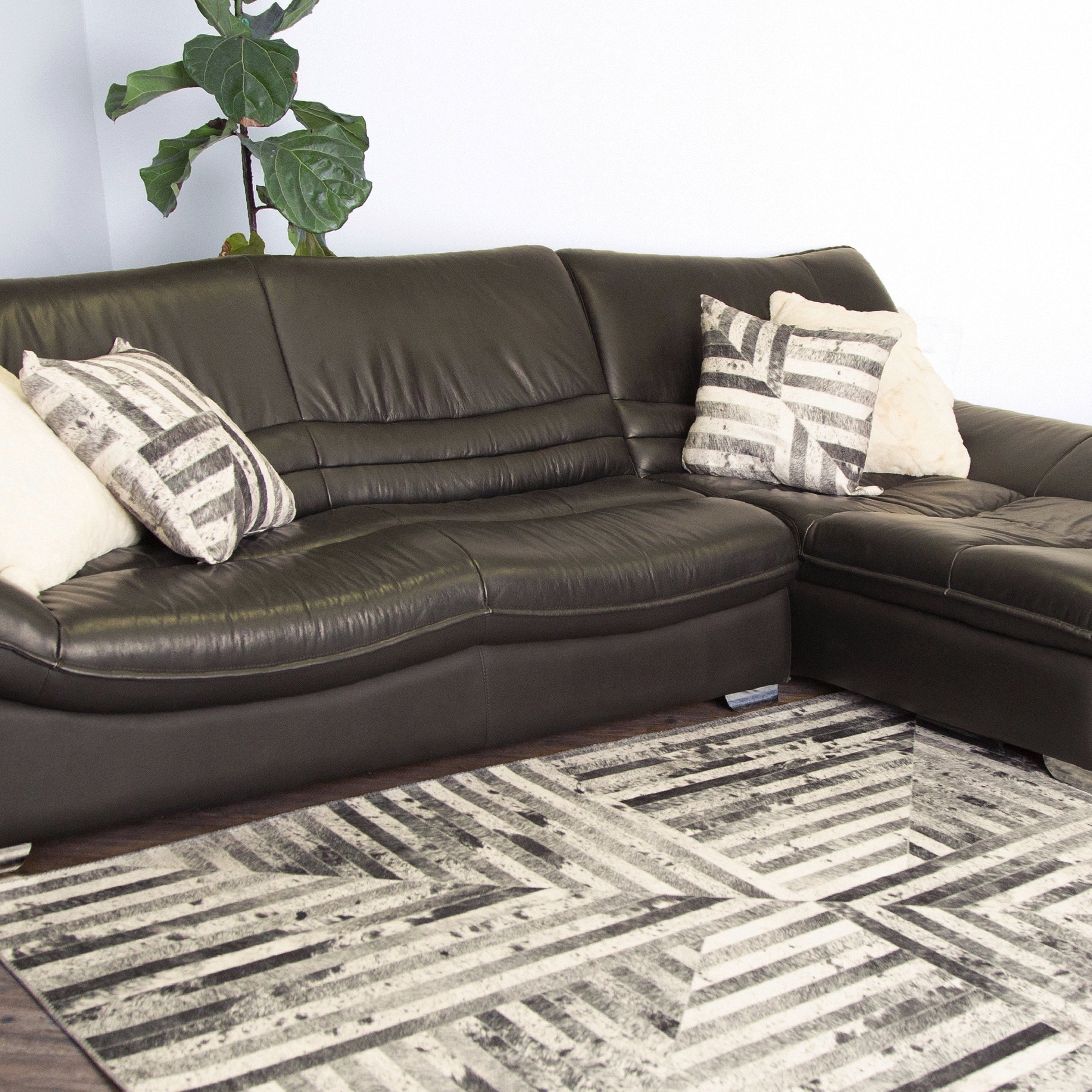 Geometric Vegan Hide Patchwork Vertical Lines Design Print Area Rug ...
