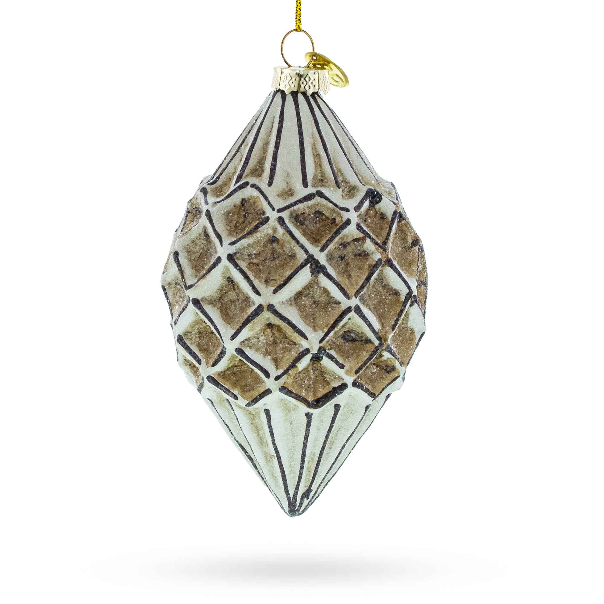 Geometric Vintage-Style Rhombus Finial Blown Glass Christmas Ornament ...