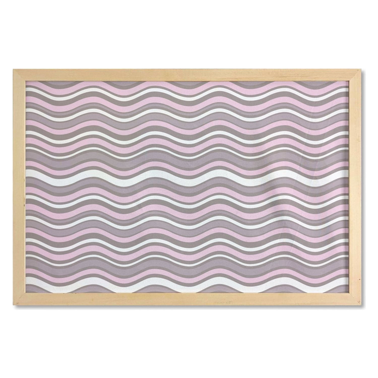 Geometric Wall Art with Frame, Wavy Horizontal Stripes Ocean Pattern ...