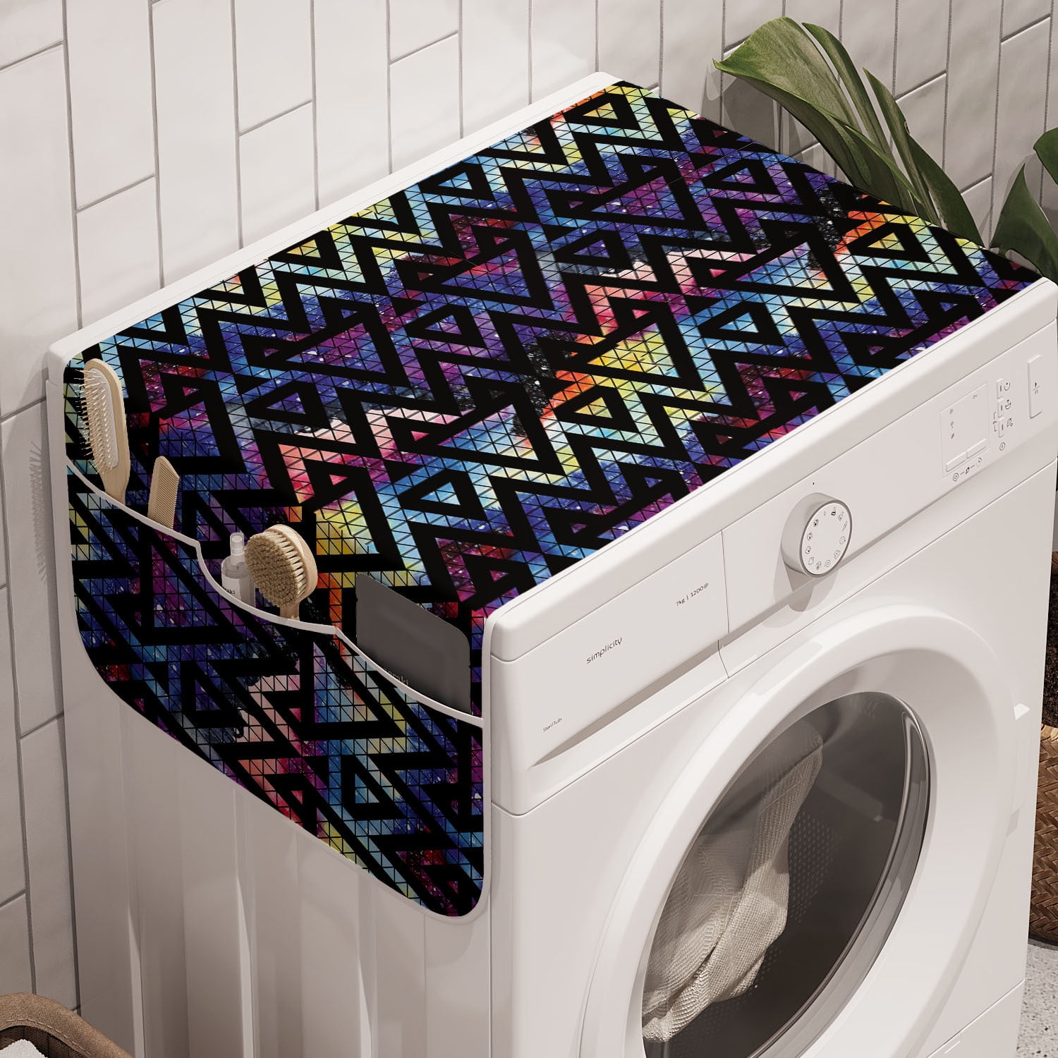Geometric Washing Machine Organizer, Galaxy Themed Background with ...