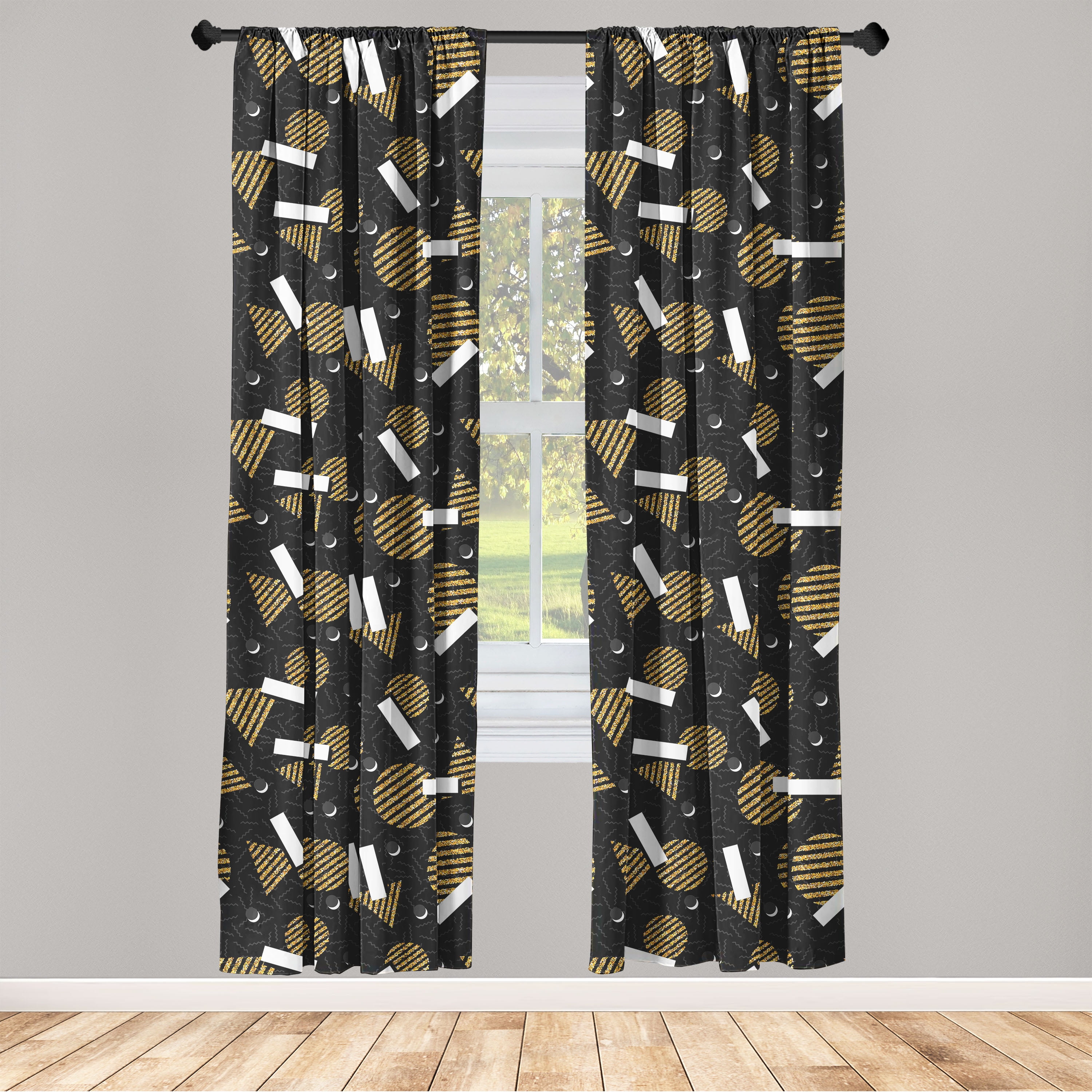 Geometric Window Curtains, 90s Style Pattern of Continuous Circles ...