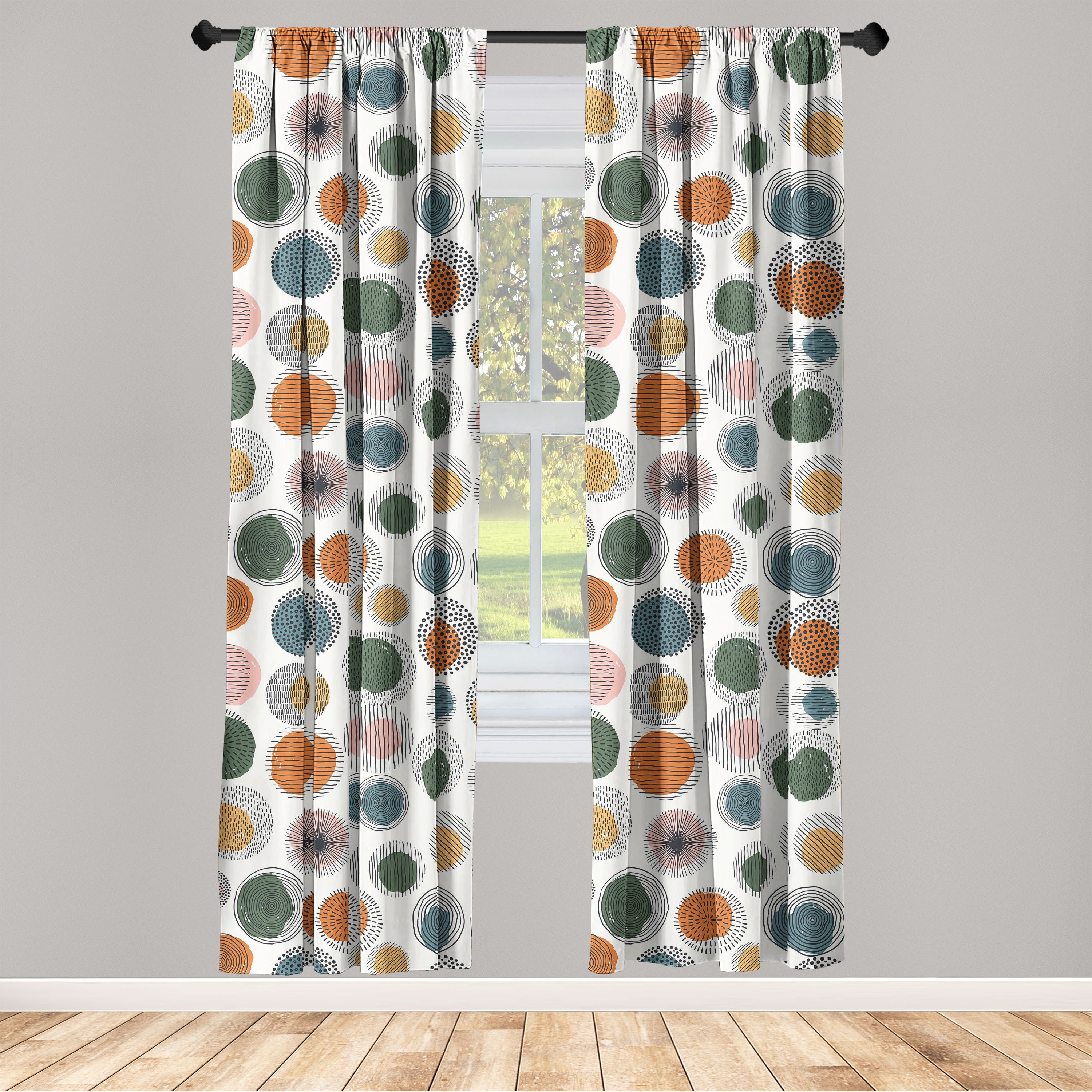 Geometric Window Curtains, Atomic Circular Shapes Sketchy Colorful ...