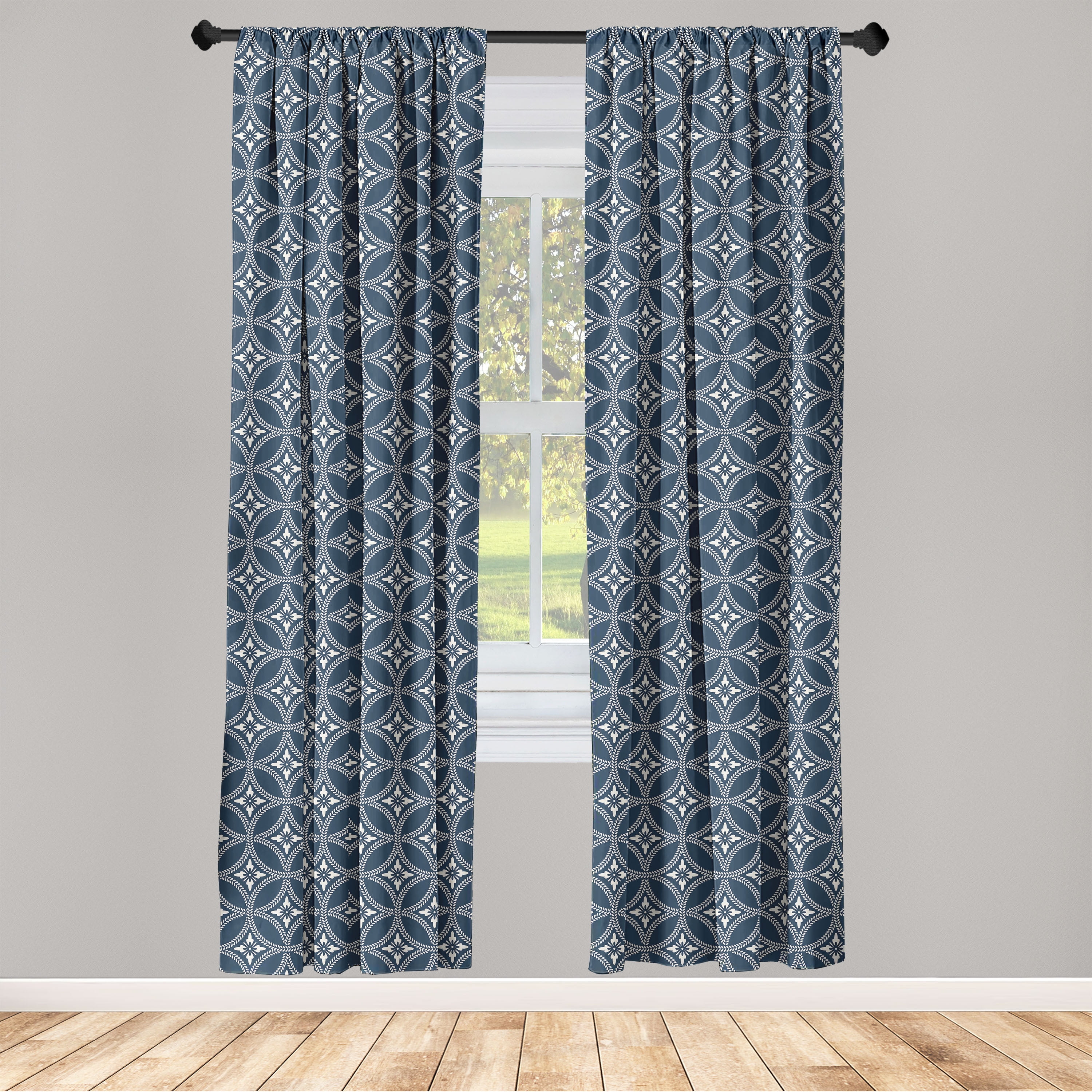 Geometric Window Curtains, Inspired Floral Design Interlocking Circles ...