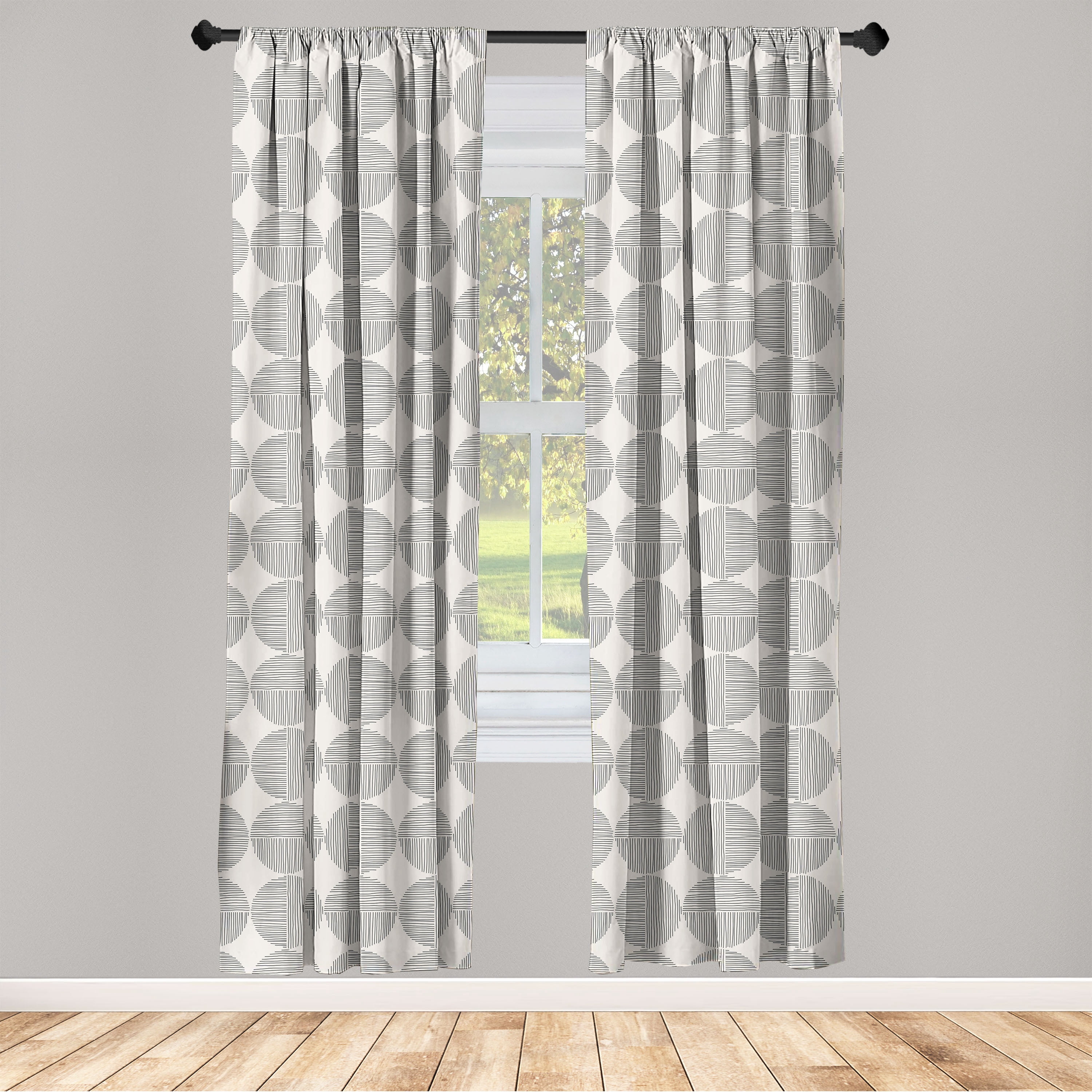 Geometric Window Curtains, Oversimplified Round Shape Pattern With ...