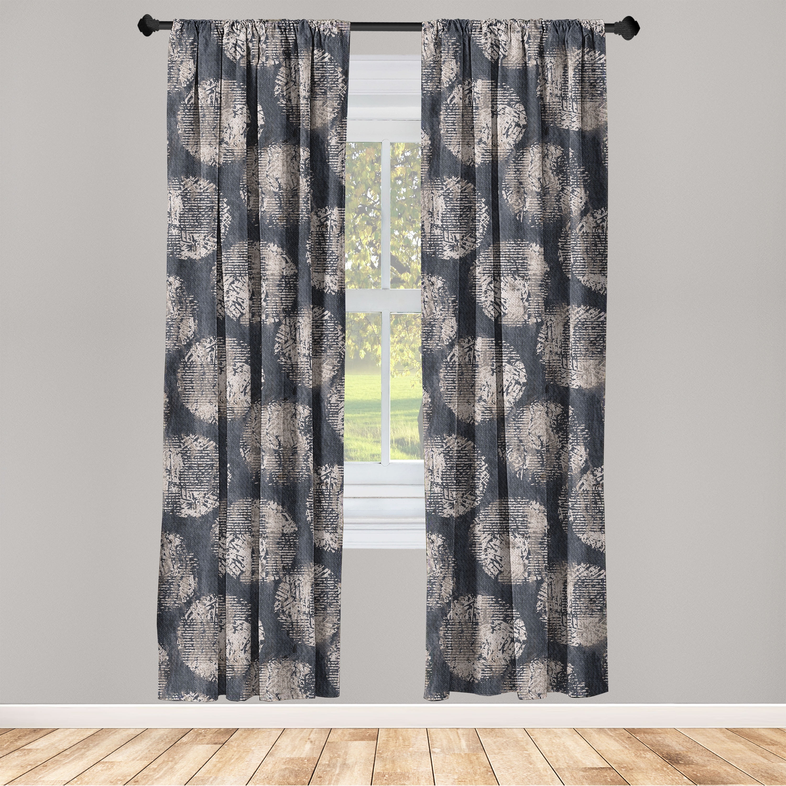 Geometric Window Curtains, Weathered Polak Dots Modern Style Abstract ...