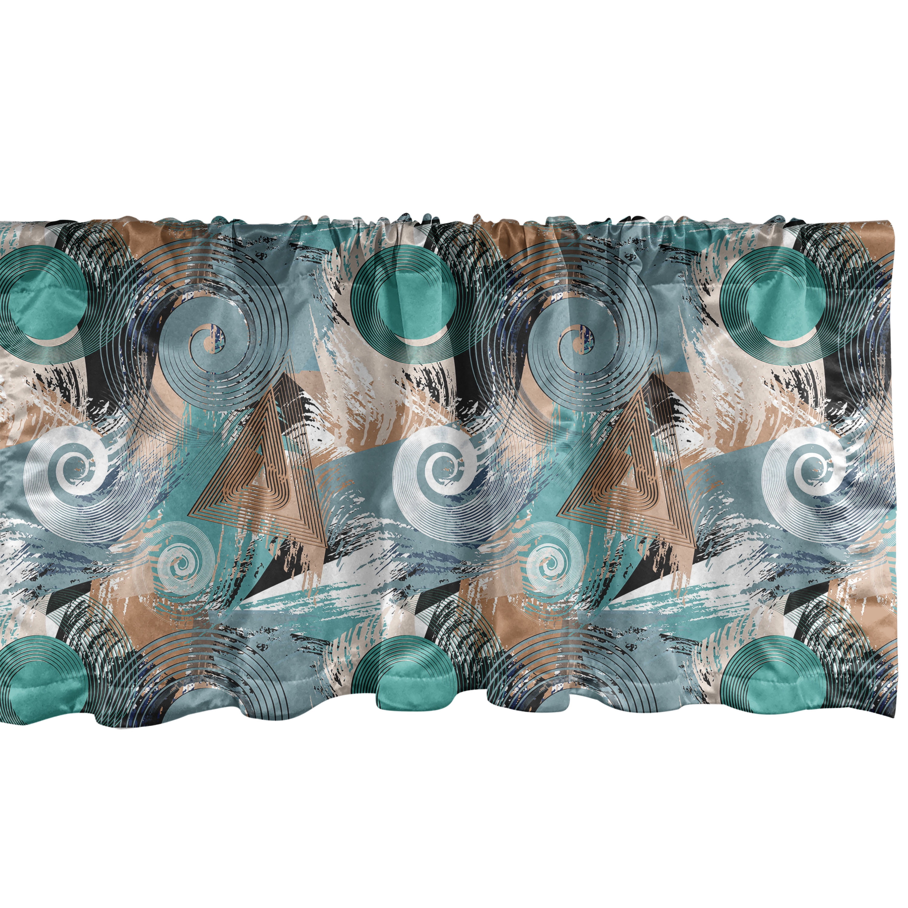 Geometric Window Valance, Abstract Style Rounds Swirls and Triangles ...