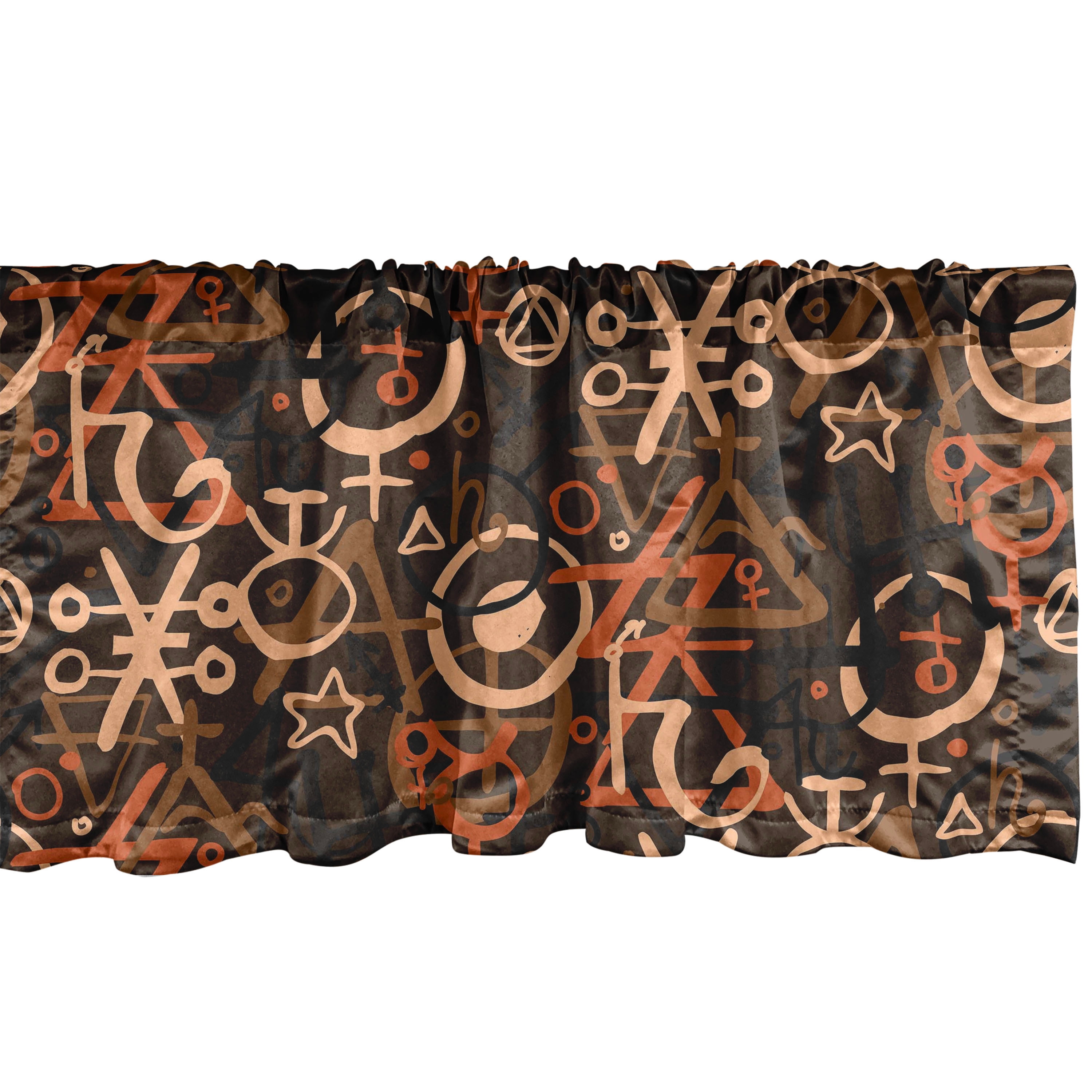 Geometric Window Valance, Grafitti Art Inspired Antique Folk Symbols ...