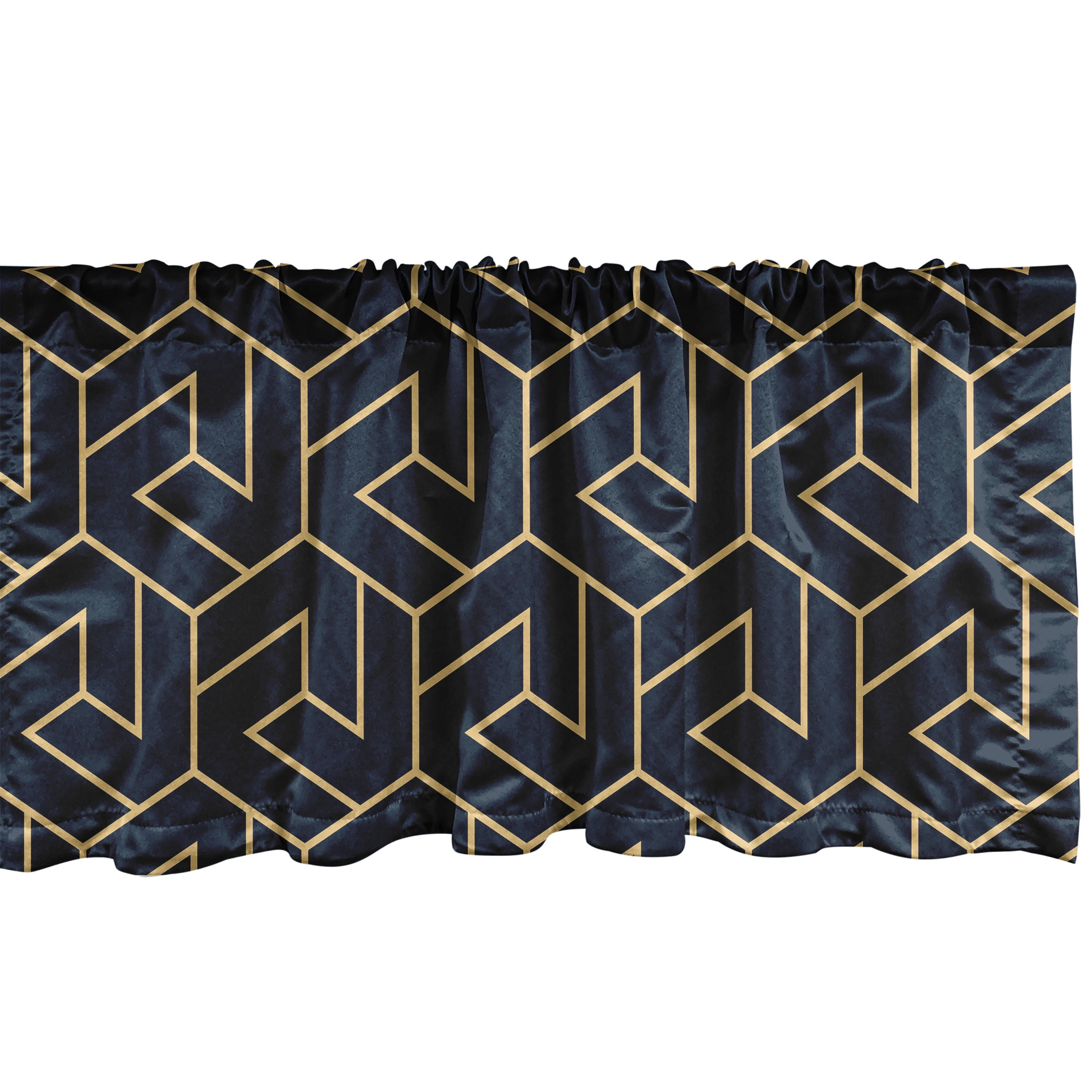 Geometric Window Valance, Illusion Looking Square Pattern With Stripe ...