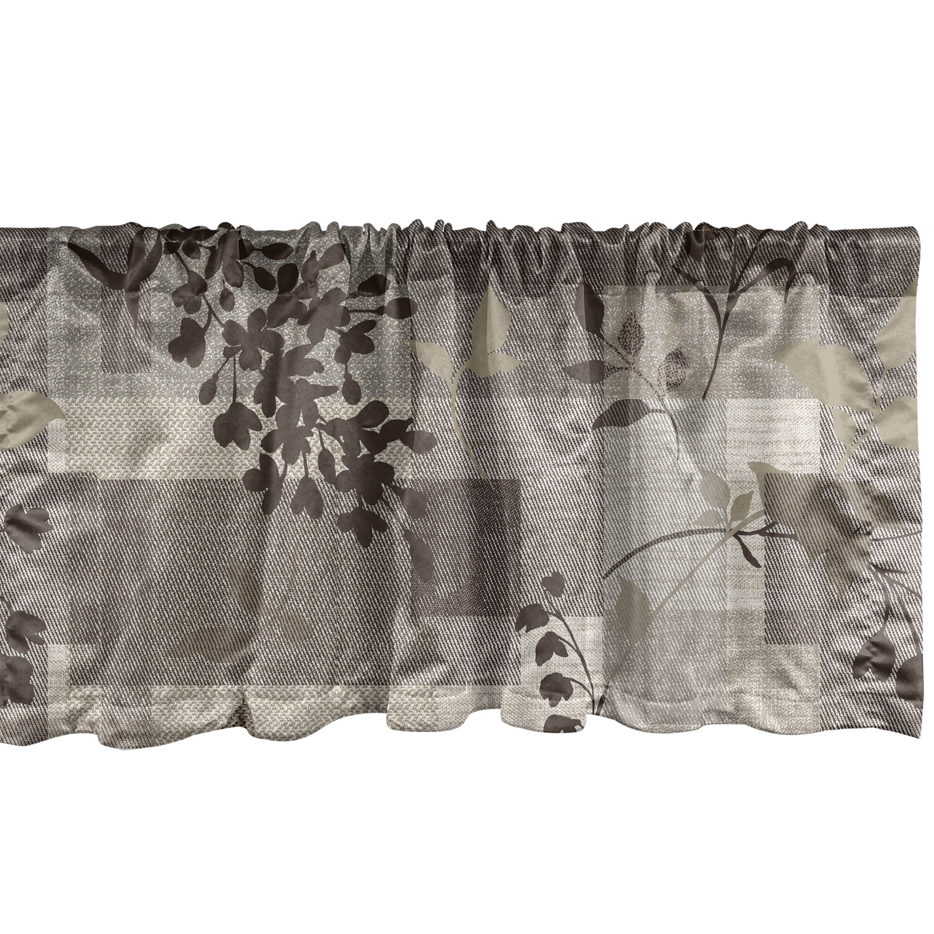 Geometric Window Valance, Illustrated Floral Pattern on Weathered Back ...