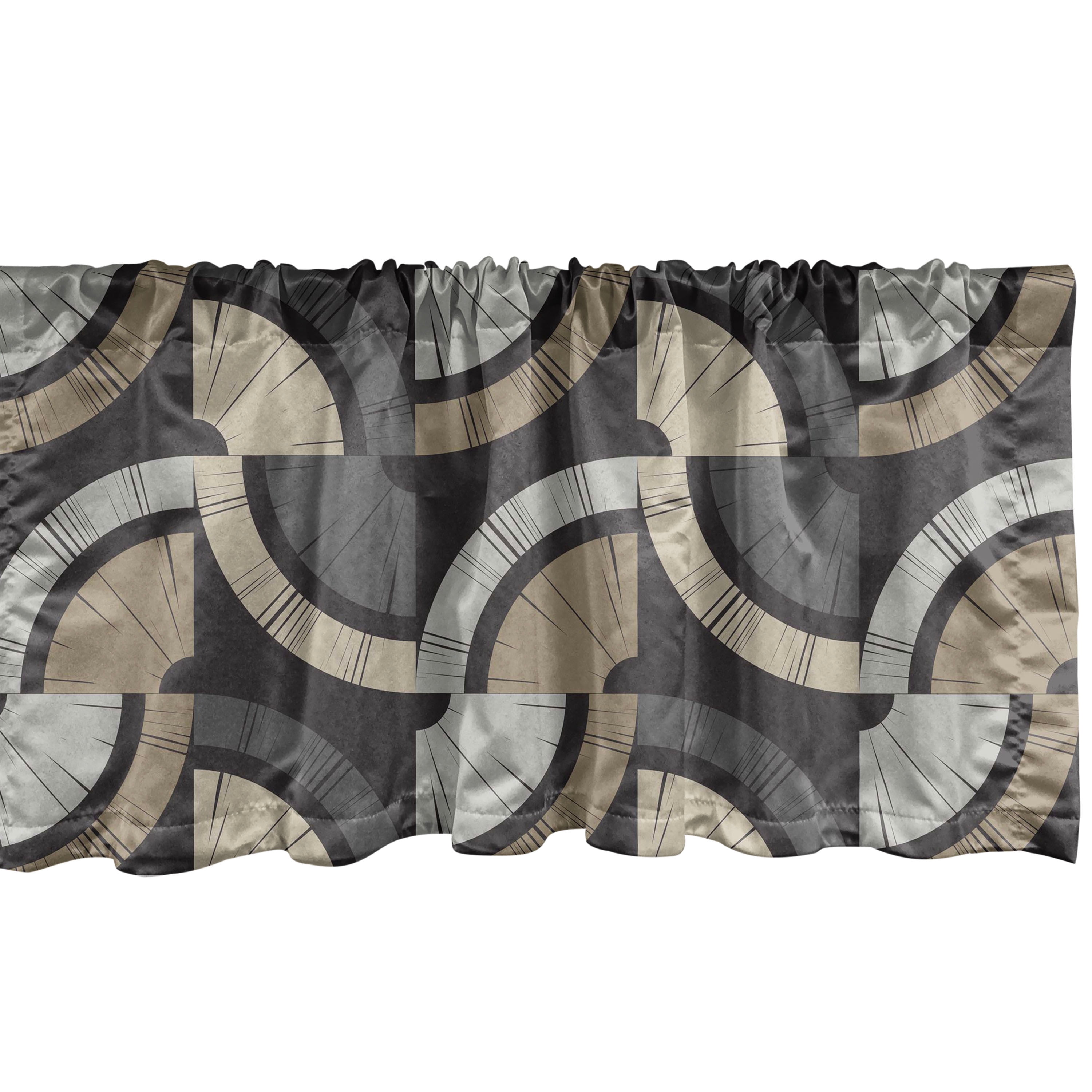 Geometric Window Valance, Minimalist Style Drawn Digital Quarter Round ...