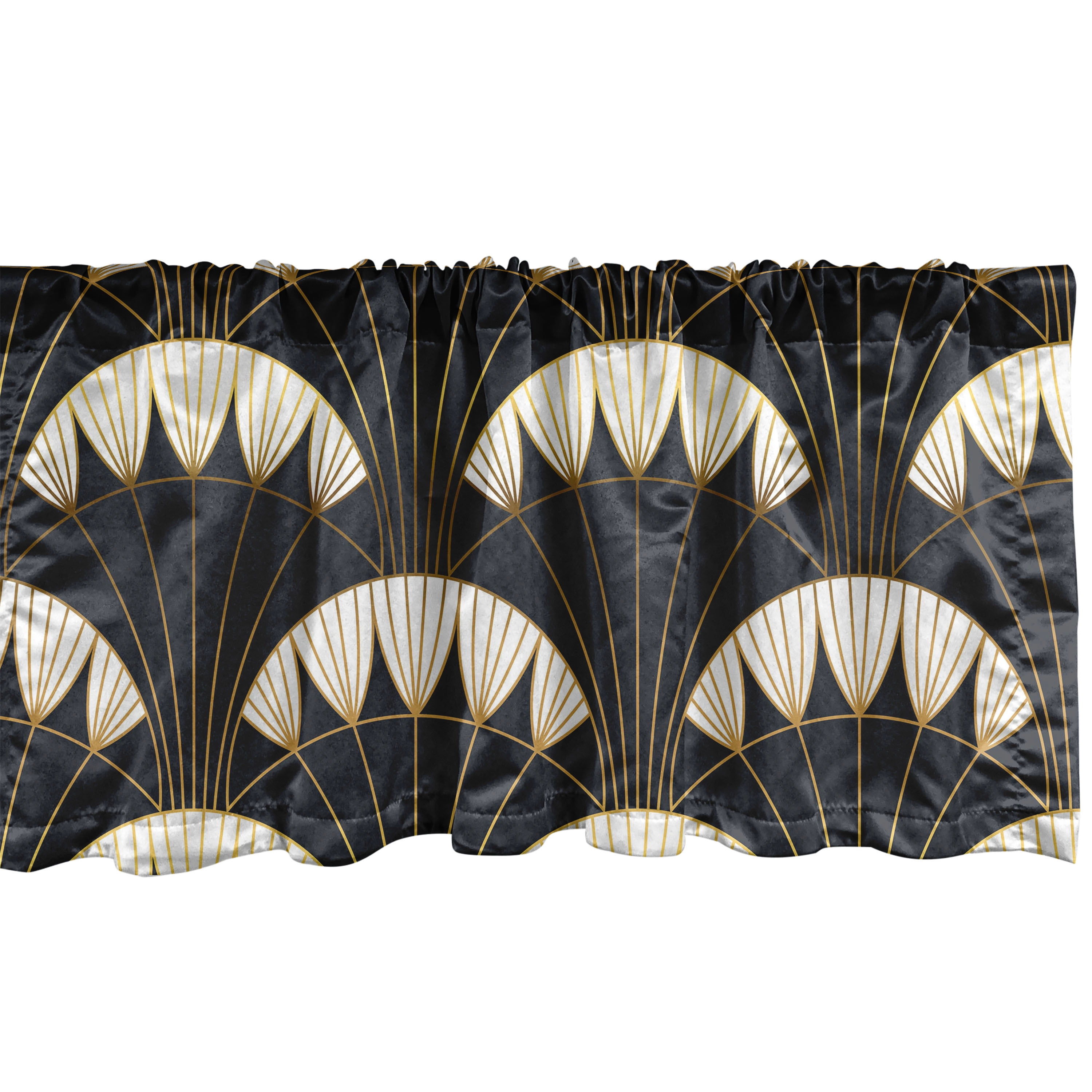 Geometric Window Valance, Minimalist Themed Golden Tone Stripe and ...