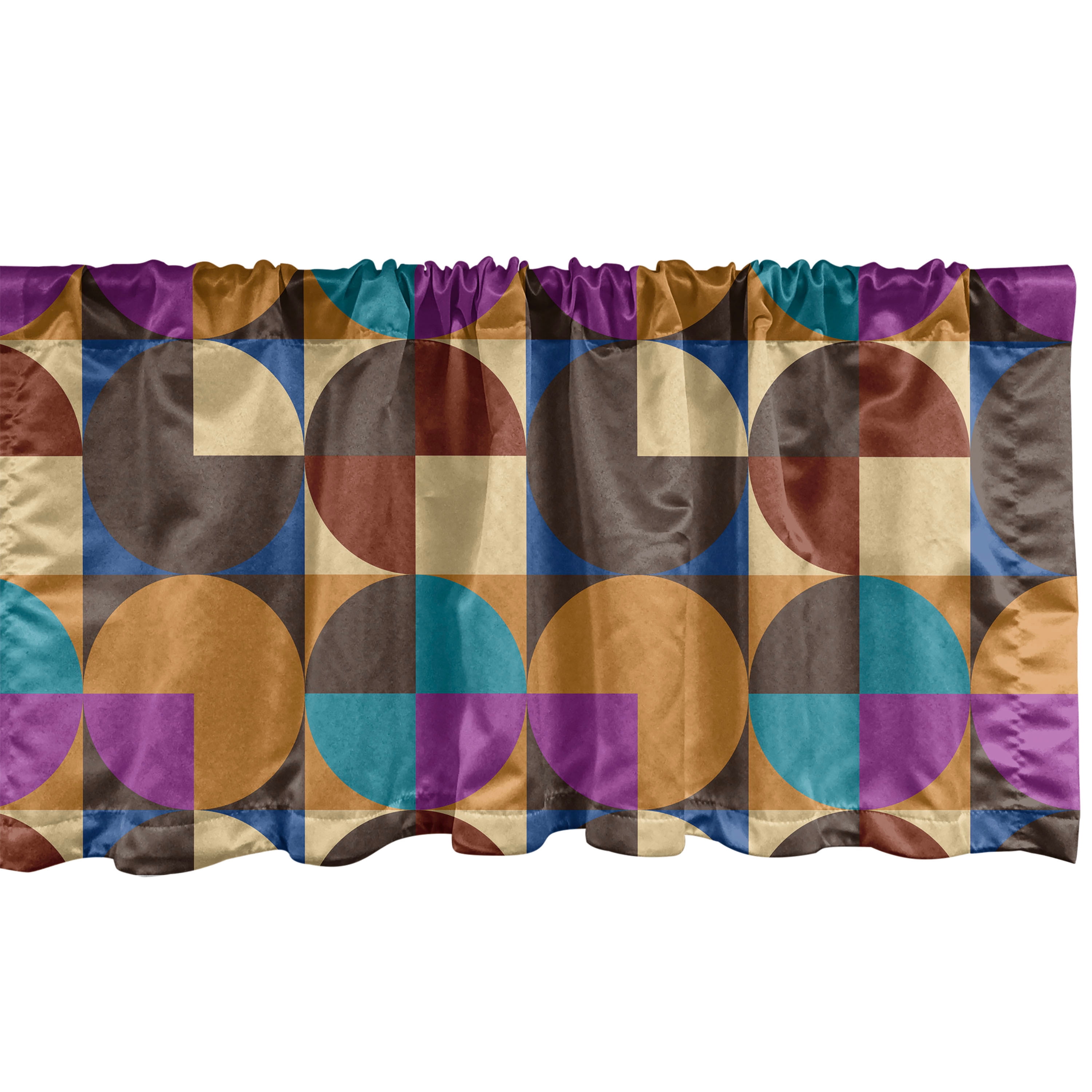 Geometric Window Valance, Pop Art Style Retro Round Shapes With ...