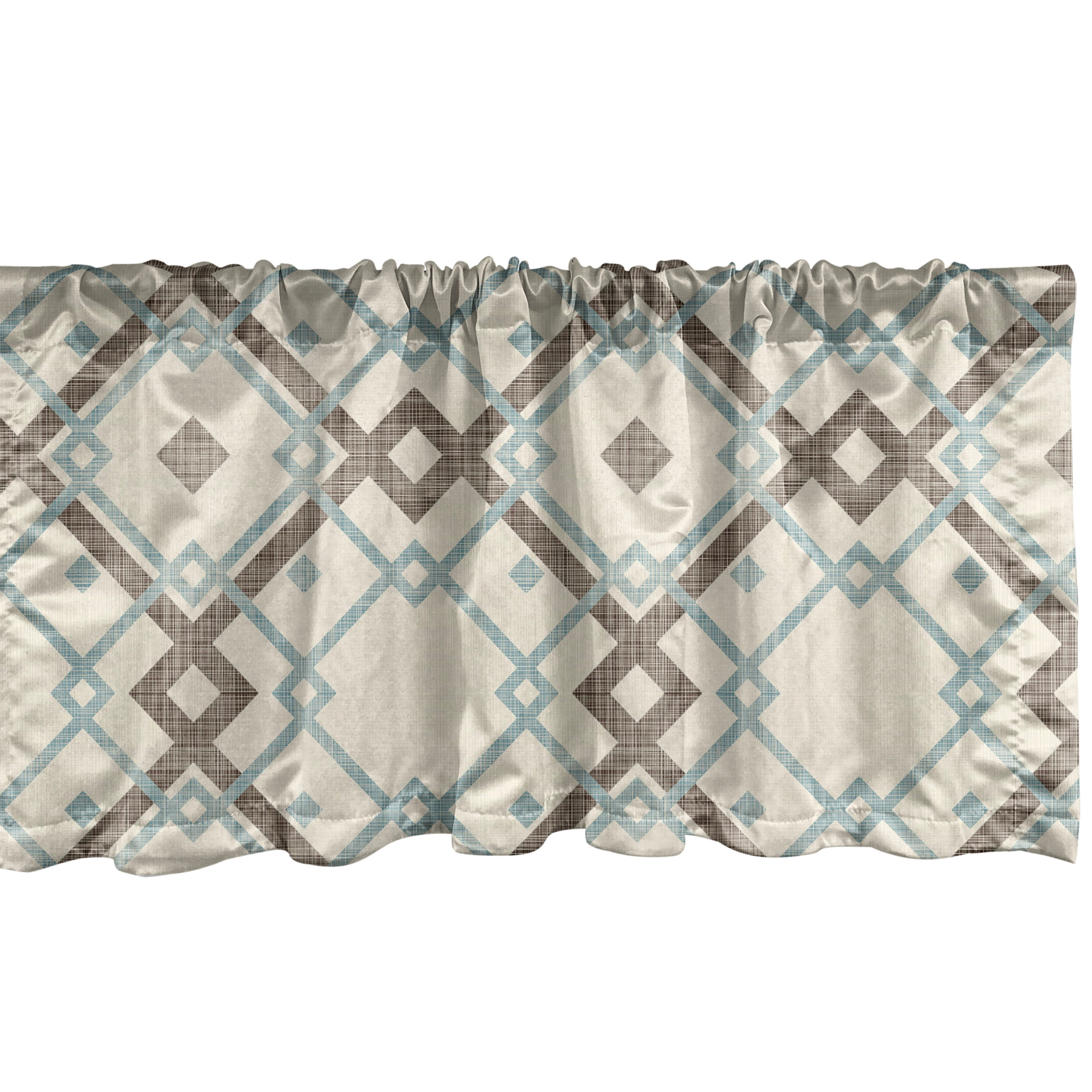Geometric Window Valance, Squares Checkered Pattern Retro Concept ...