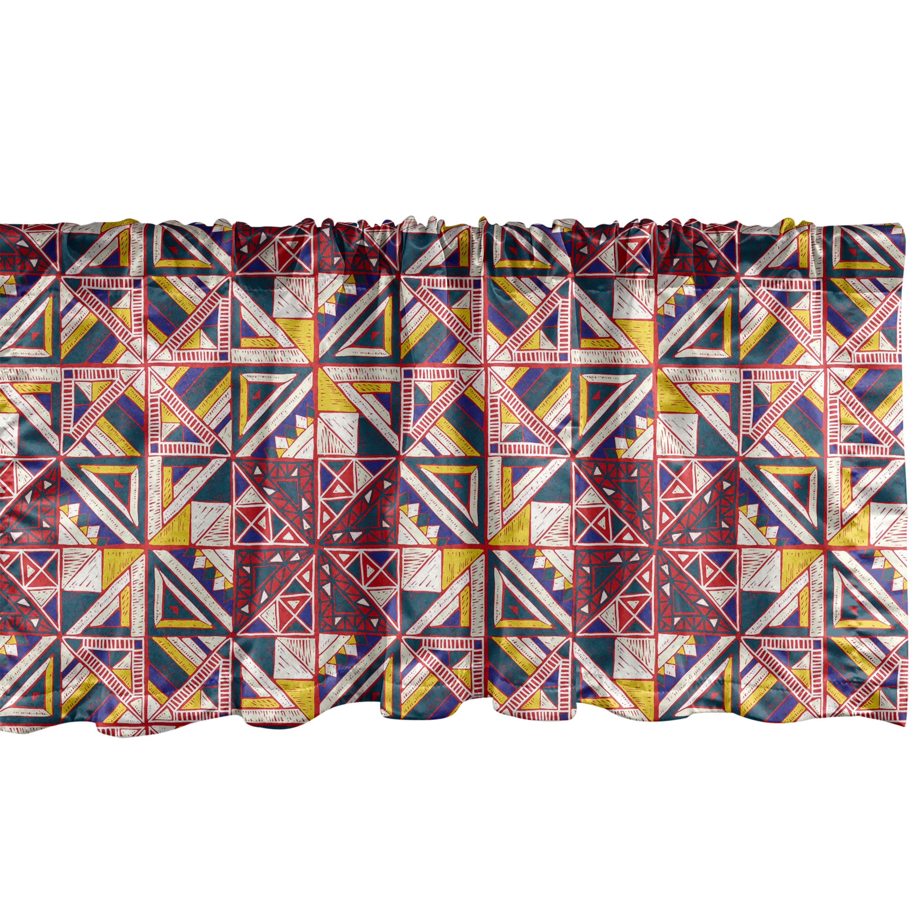 Geometric Window Valance, Tribal Themed Triangles Mosaic Mesh Ethnic Look Repeating Ornament ...