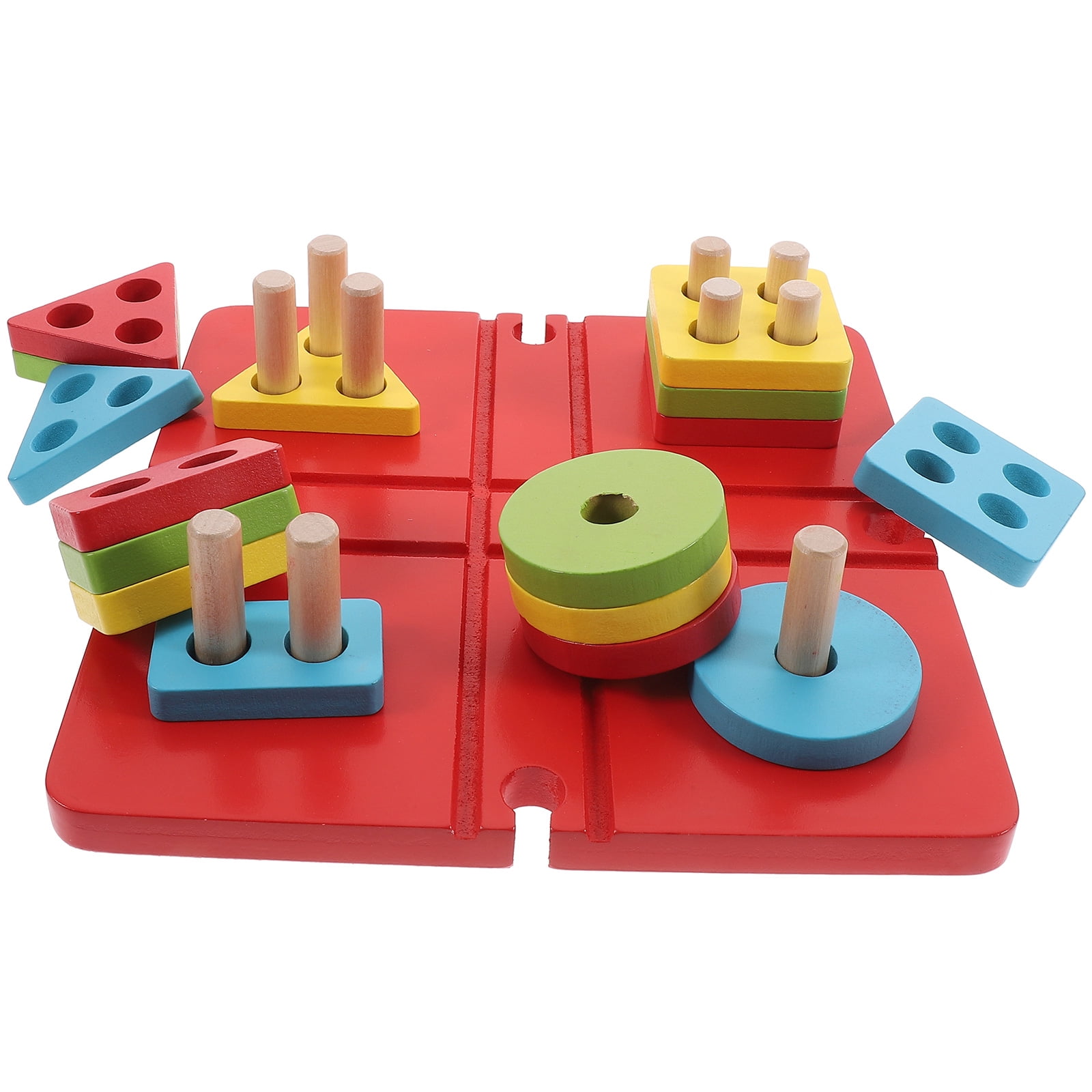 FRCOLOR Wooden Shape Sorter Toy for Kids Assorted Color Geometric ...