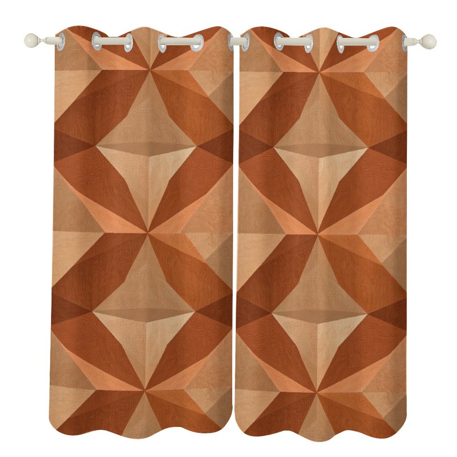 Geometric Wood Pattern Seamless Design Curtains for Bedroom Living Room ...