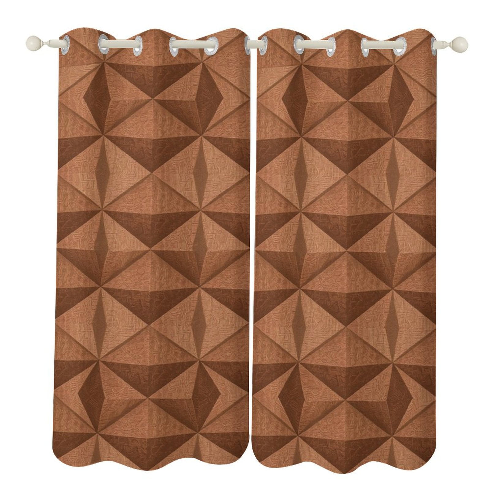 Geometric Wood Texture Seamless Pattern Window Drapes For Kids Boys ...