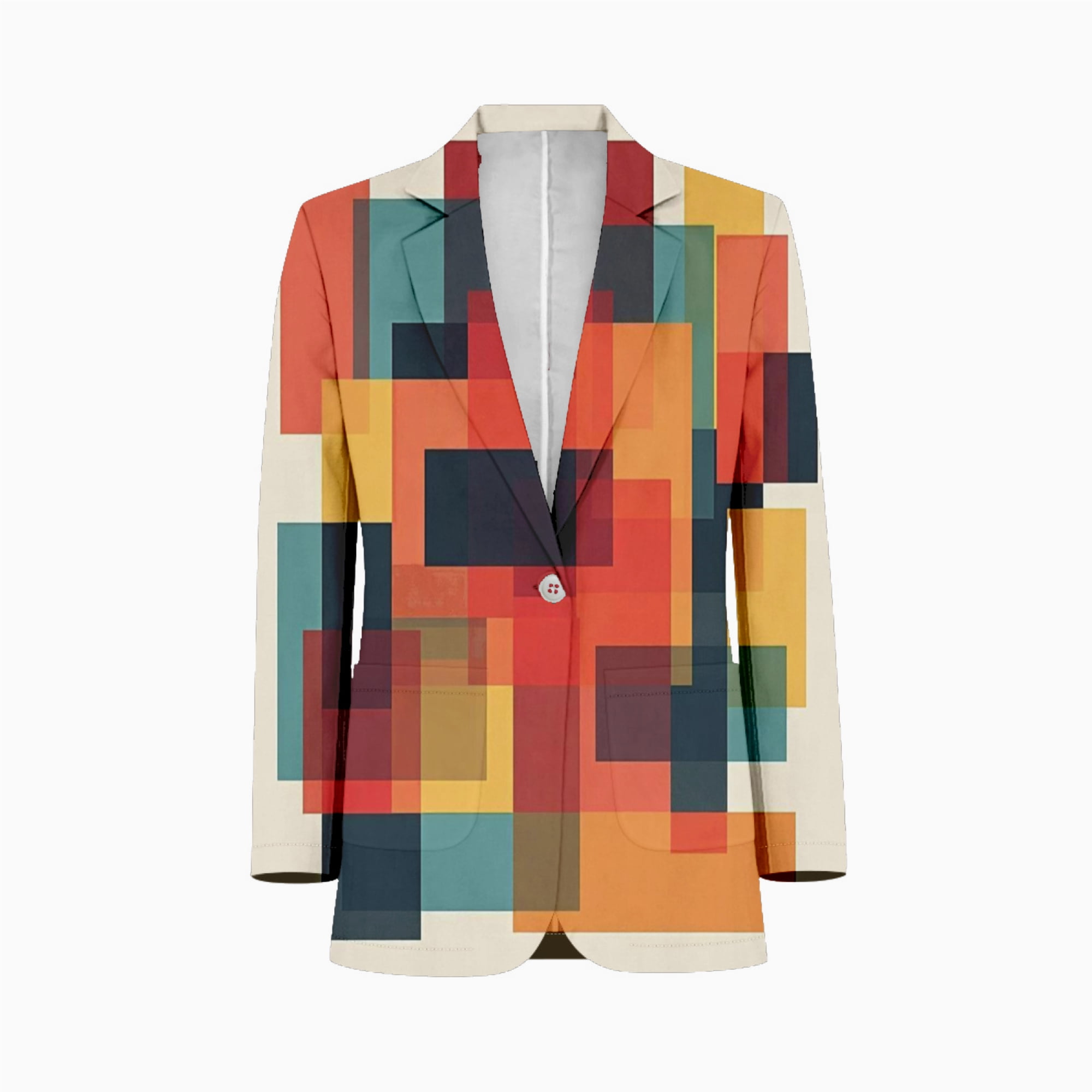 Geometric abstract art Colorful squares Mens Suits Shawl Collar Slim ...