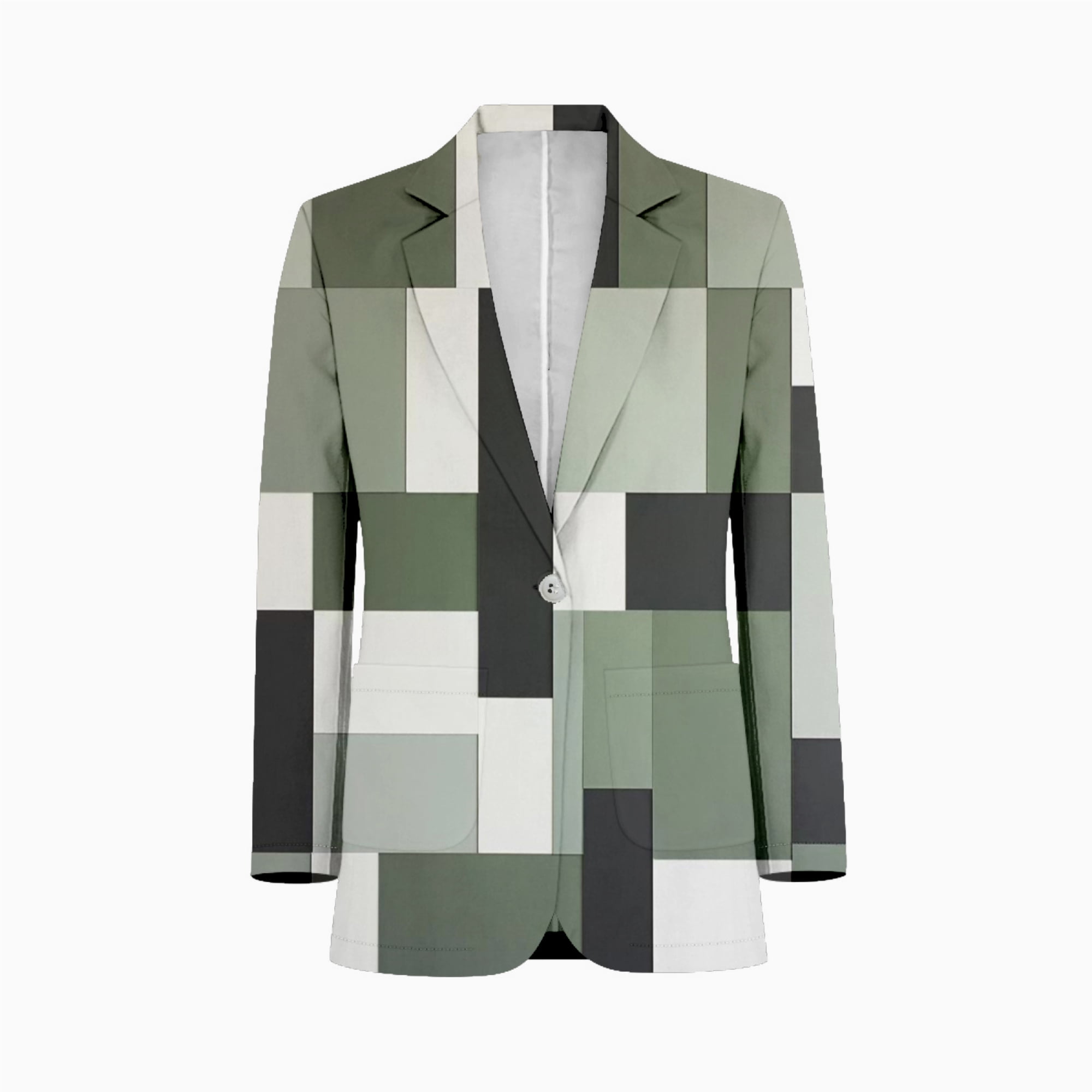 Geometric abstract art black green grey Mens Suits Shawl Collar Slim ...