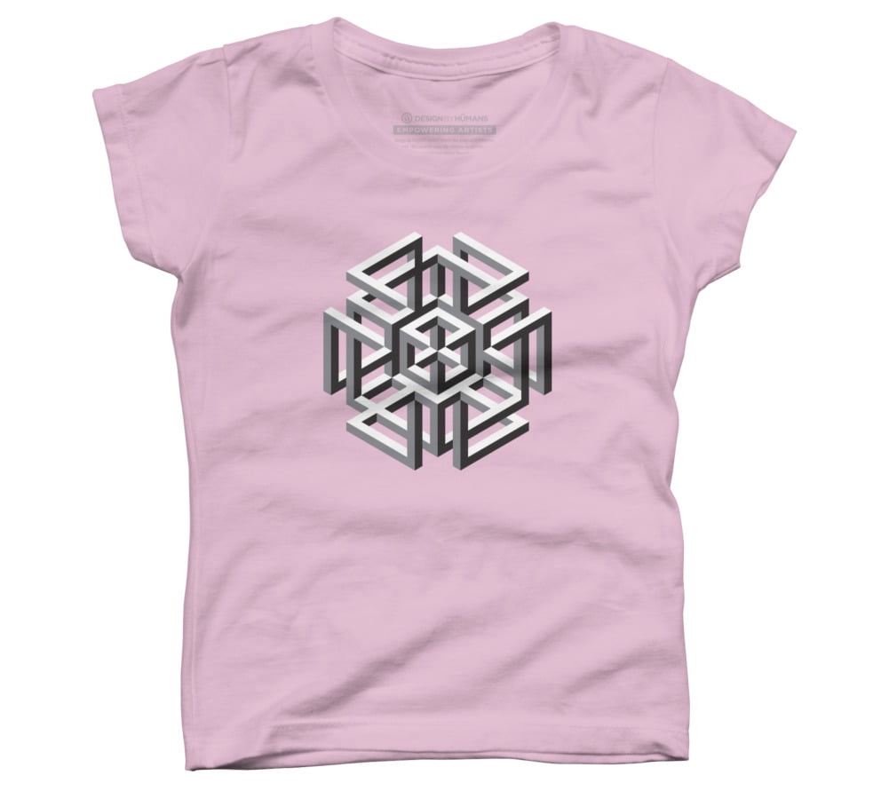 Geometric abstract figure pattern Girls Pink Graphic Tee - Design By ...