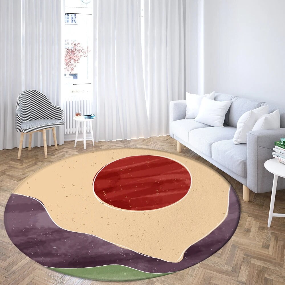 Geometric circular carpet Sun Mountain sofa home living room bedroom ...