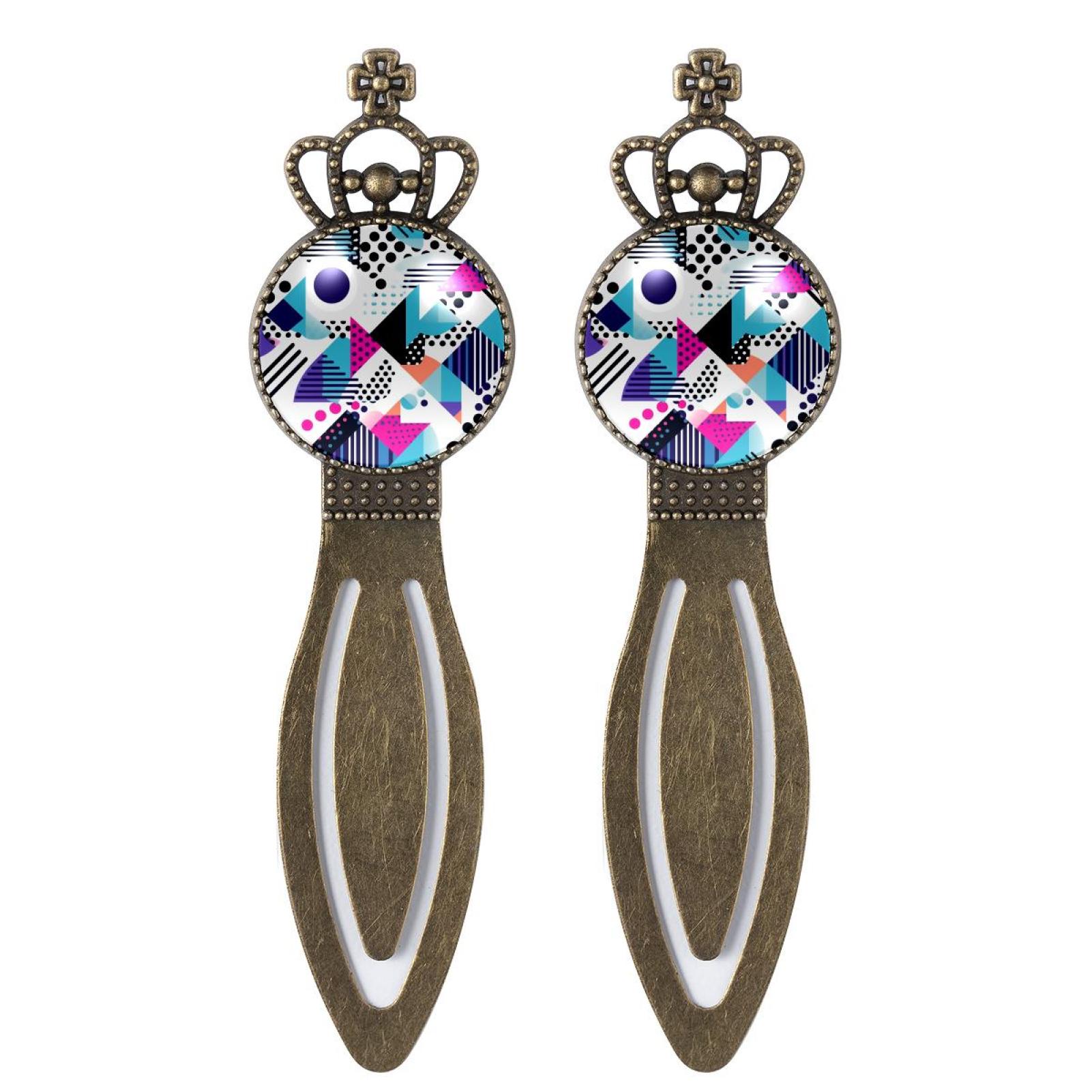 Geometric cubes Elegant Vintage Copper Crown-shaped Bookmarks ...