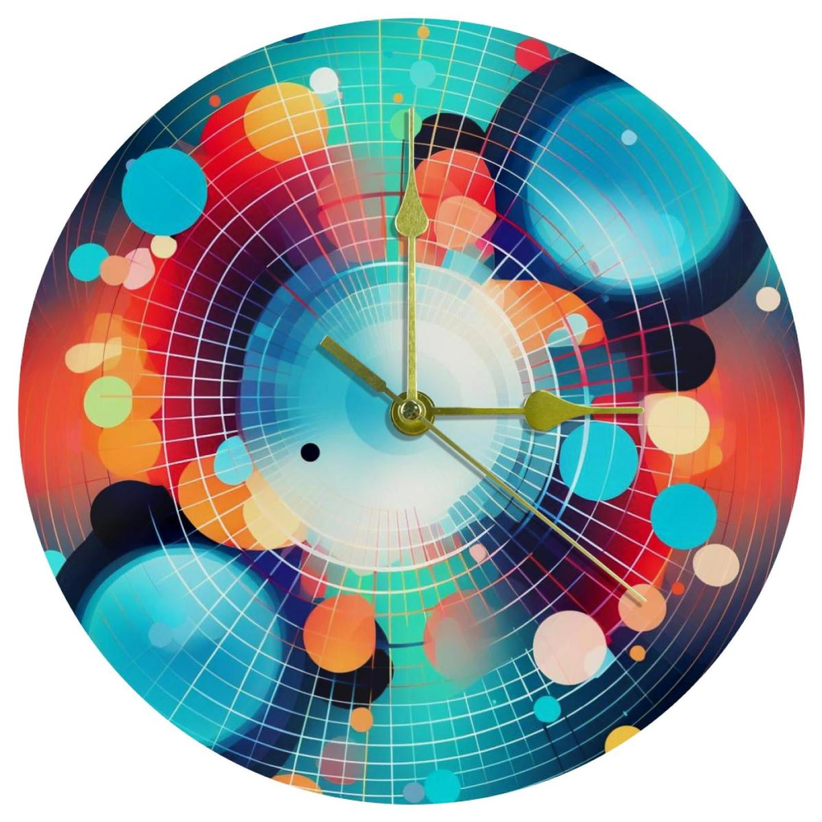 Geometric cubes Modern Round Acrylic Wall Clock 9.8 Inches Silent Non ...