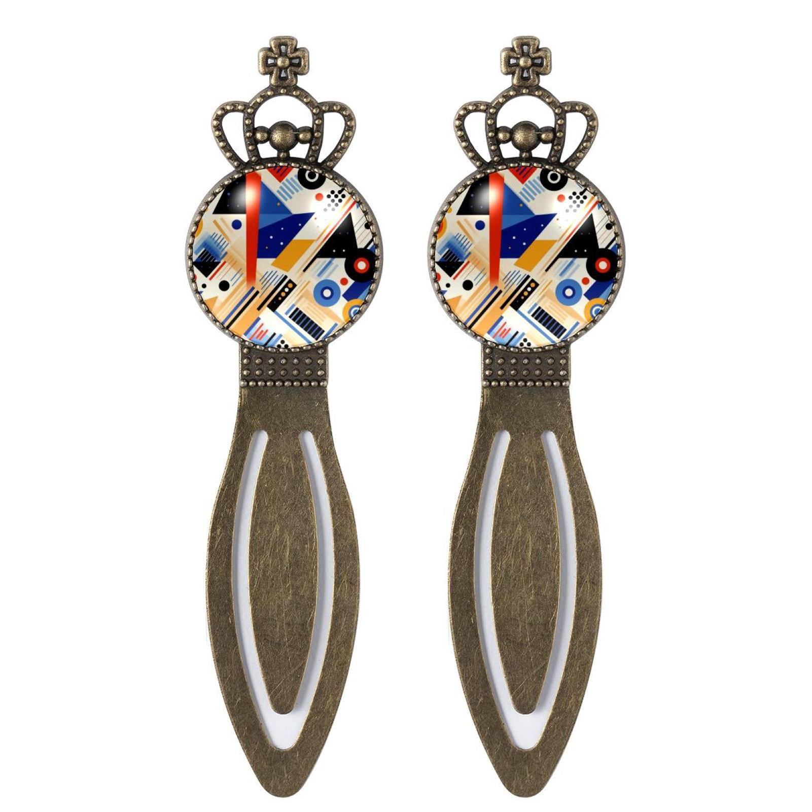 Geometric cubes Vintage Copper Crown-Shaped Bookmarks - Set of 2 ...