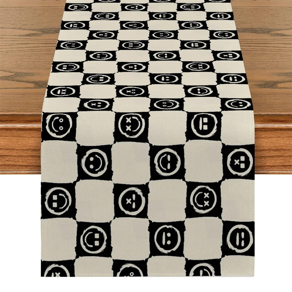 Geometric grid pattern table flag Visual black and white checkered ...