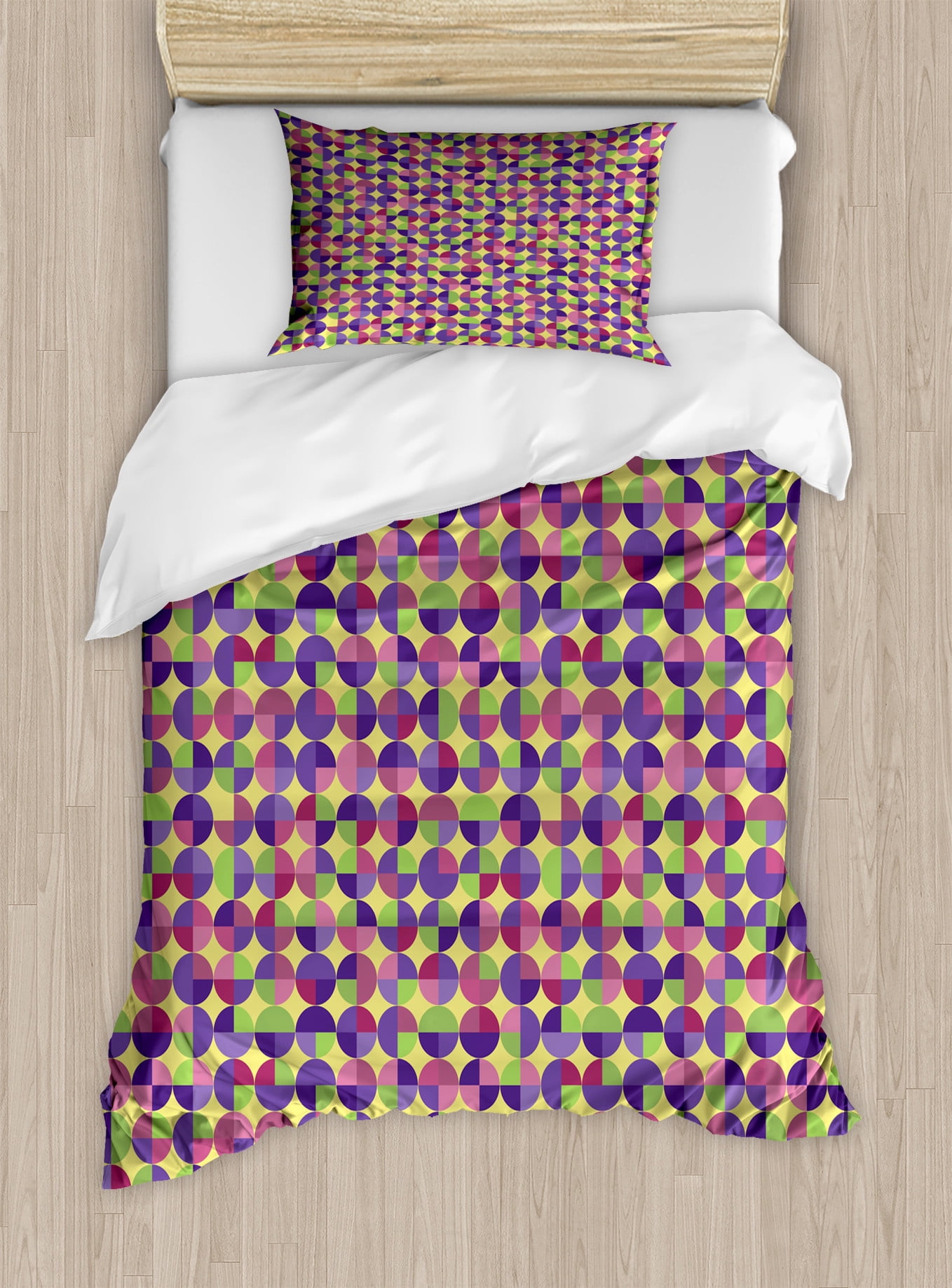 Geometrical Duvet Cover Set, Circles Pattern with Colorful Sphere ...