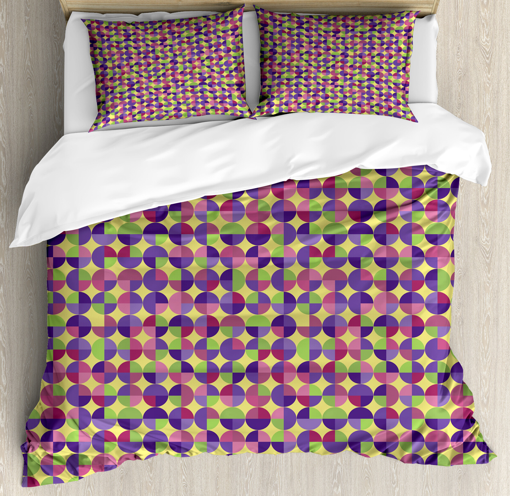 Geometrical Duvet Cover Set, Circles Pattern with Colorful Sphere ...