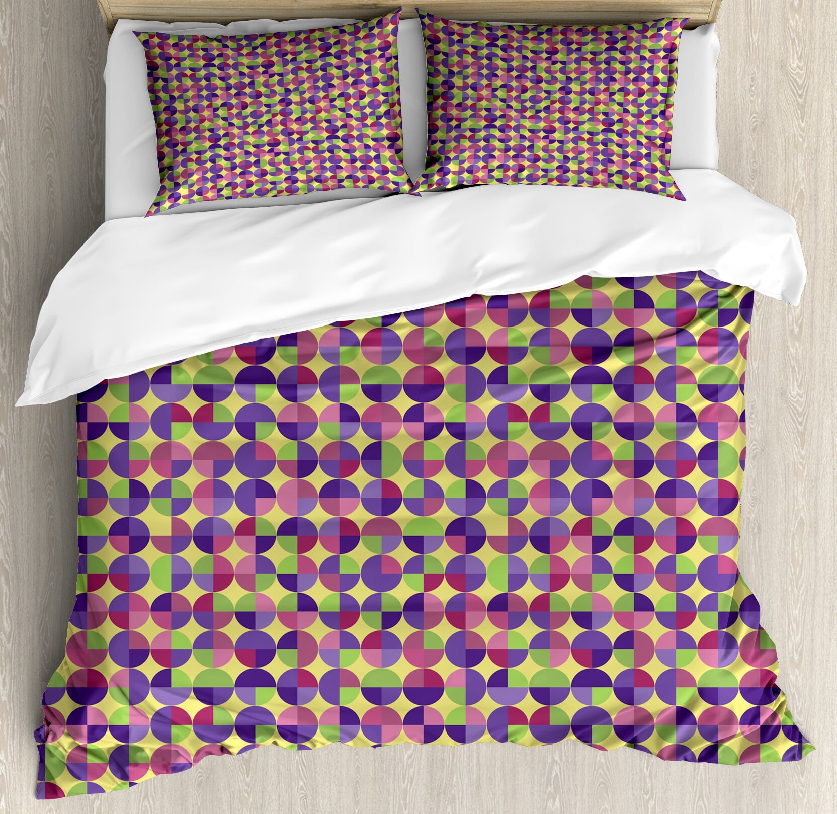Geometrical Duvet Cover Set, Circles Pattern with Colorful Sphere ...