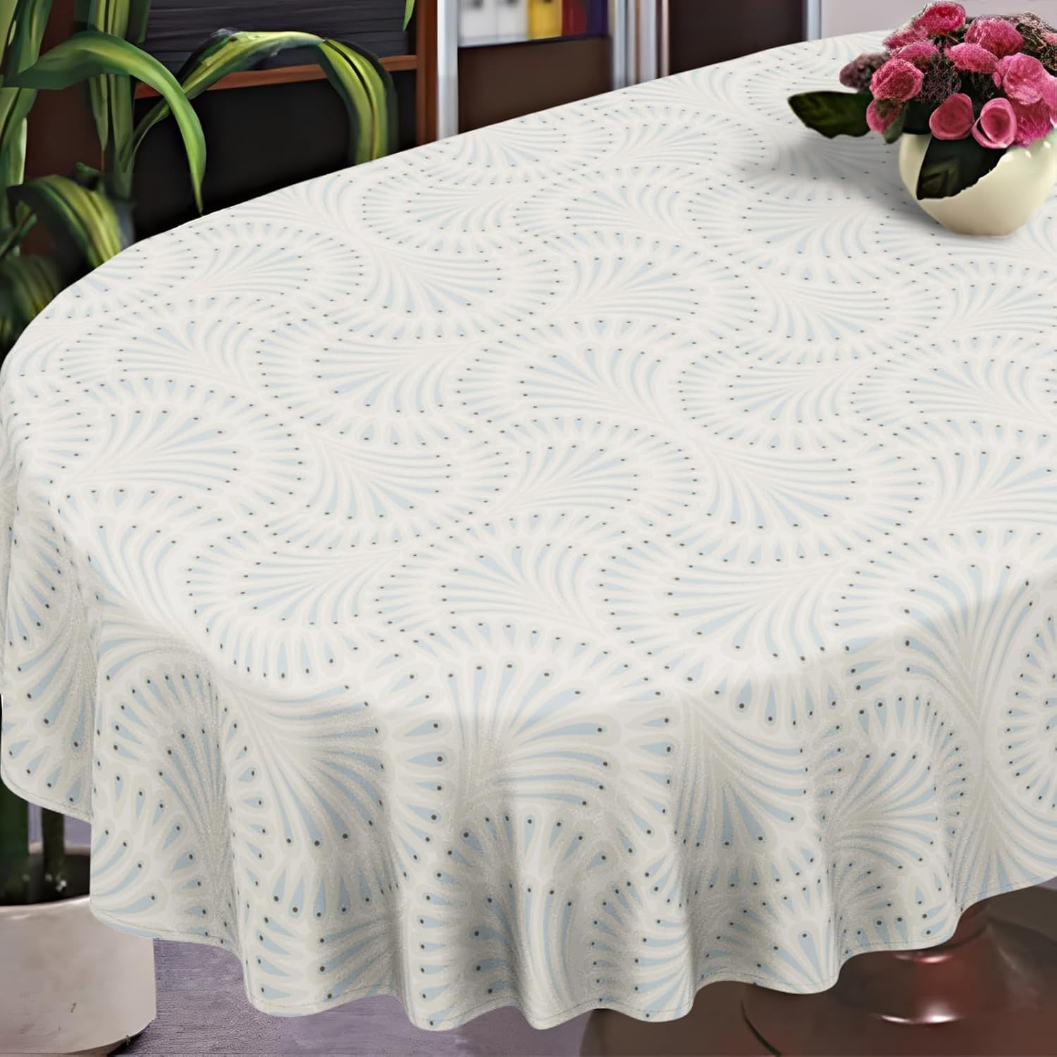 Geometrical Oval Tablecloth Farmhouse 60"x102" Waterproof Table Cloth ...