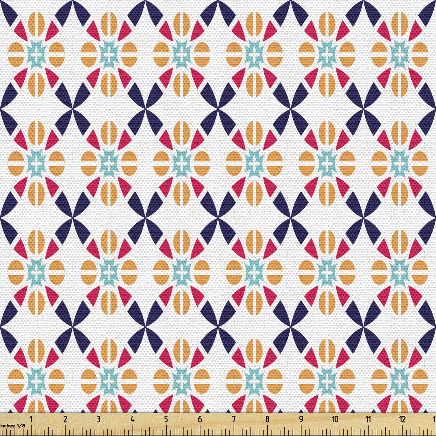 Ambesonne Geometrical Fabric by the Yard Upholstery, Vintage Mosaic ...