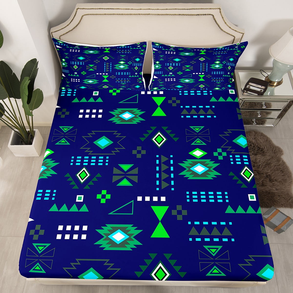 Geometry Aztec Fitted Sheet Arrow Twin Bed Sheets ,Bohemian Triangle ...