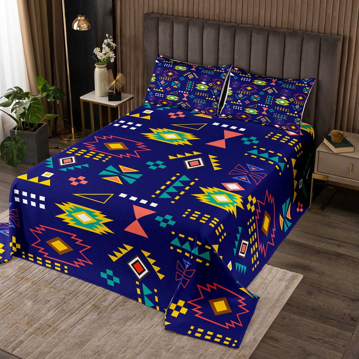 Geometry Aztec Quilt Set Tribe Arrow Queen Bedspread Set,Bohemian ...